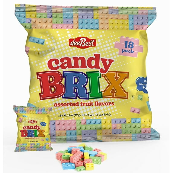 Candy Brix Assorted Fruit Flavors 18 Party Favor Bags, .42 Ounce Each ...