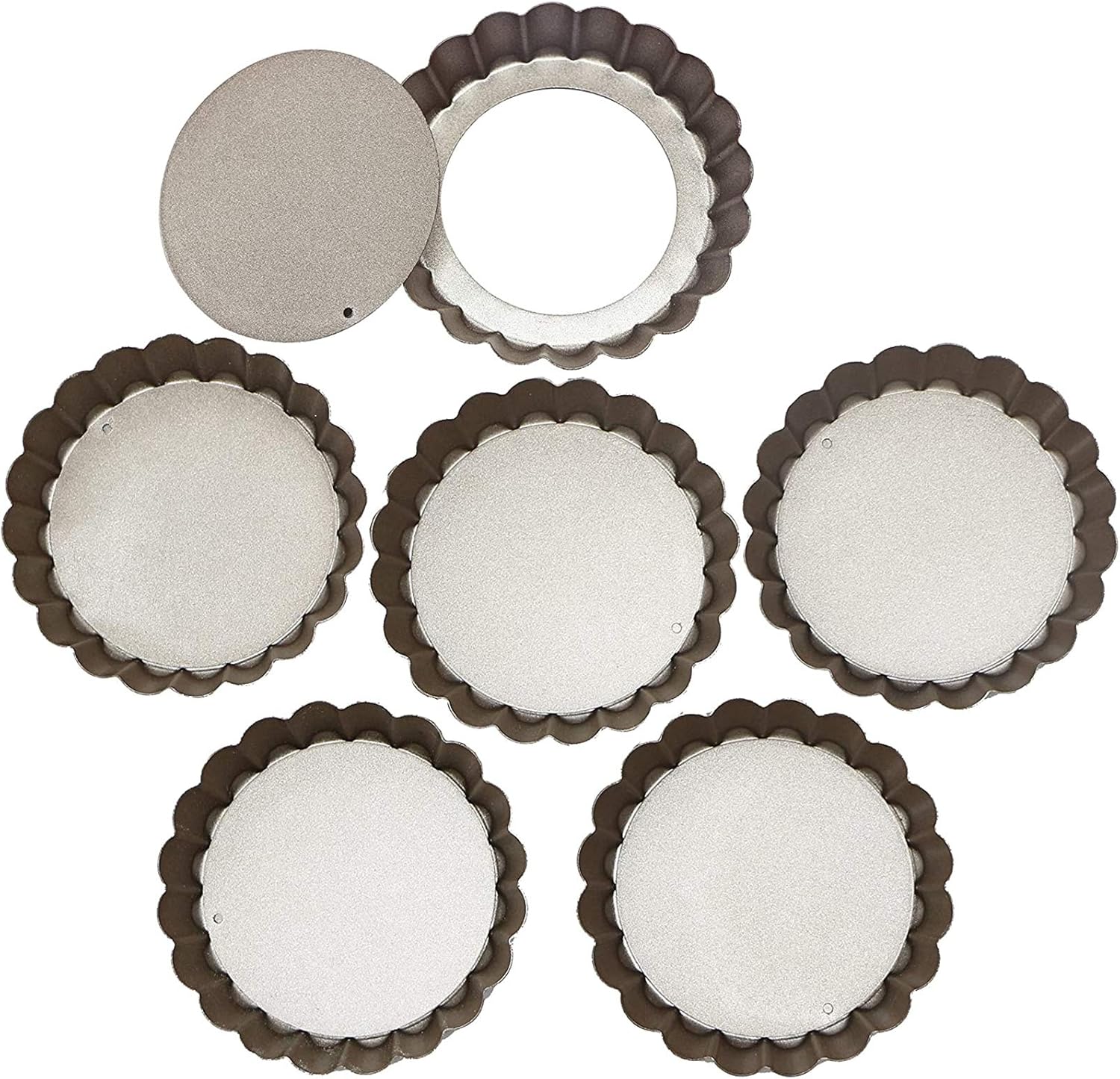 Dee Grey Mini Tart Pan, Removable Bottom Non-Stick Tin For Easy Release ...