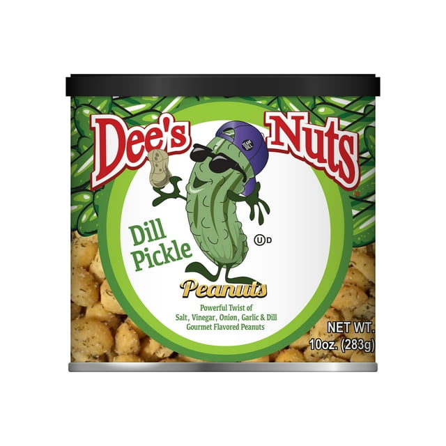 Dee's Nuts Dill Pickle Flavored Peanuts, Irresistibly Delicious, Protein Packed, 10 oz. Canister ...