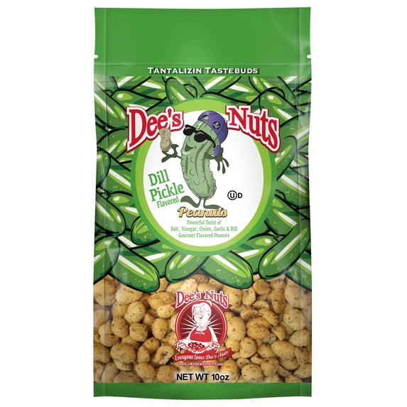 Dee's Nuts Peanuts, Dill Pickle Flavor, 10 oz. Resealable Bag - Walmart.com
