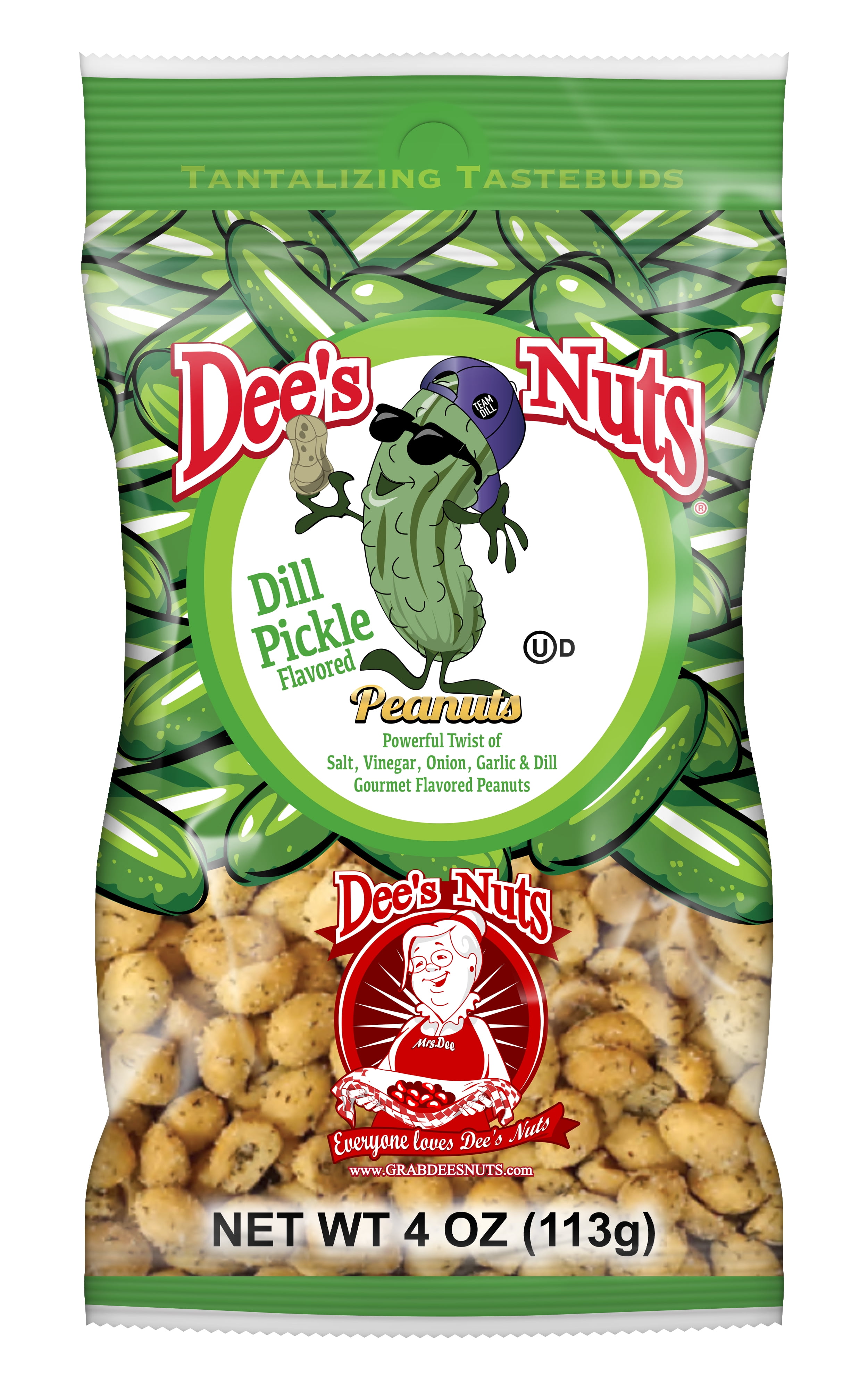 Dee's Nuts Dill Pickle Dry Roasted Peanuts 4 oz Bag Low Sugar Low Carbs Snack - Walmart.com