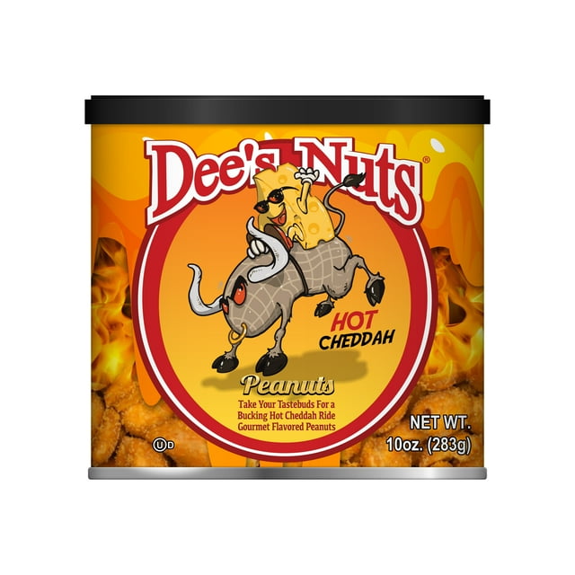 Dee's Nuts Peanuts, Hot Cheddar Flavor, 10 oz Canister - Walmart.com