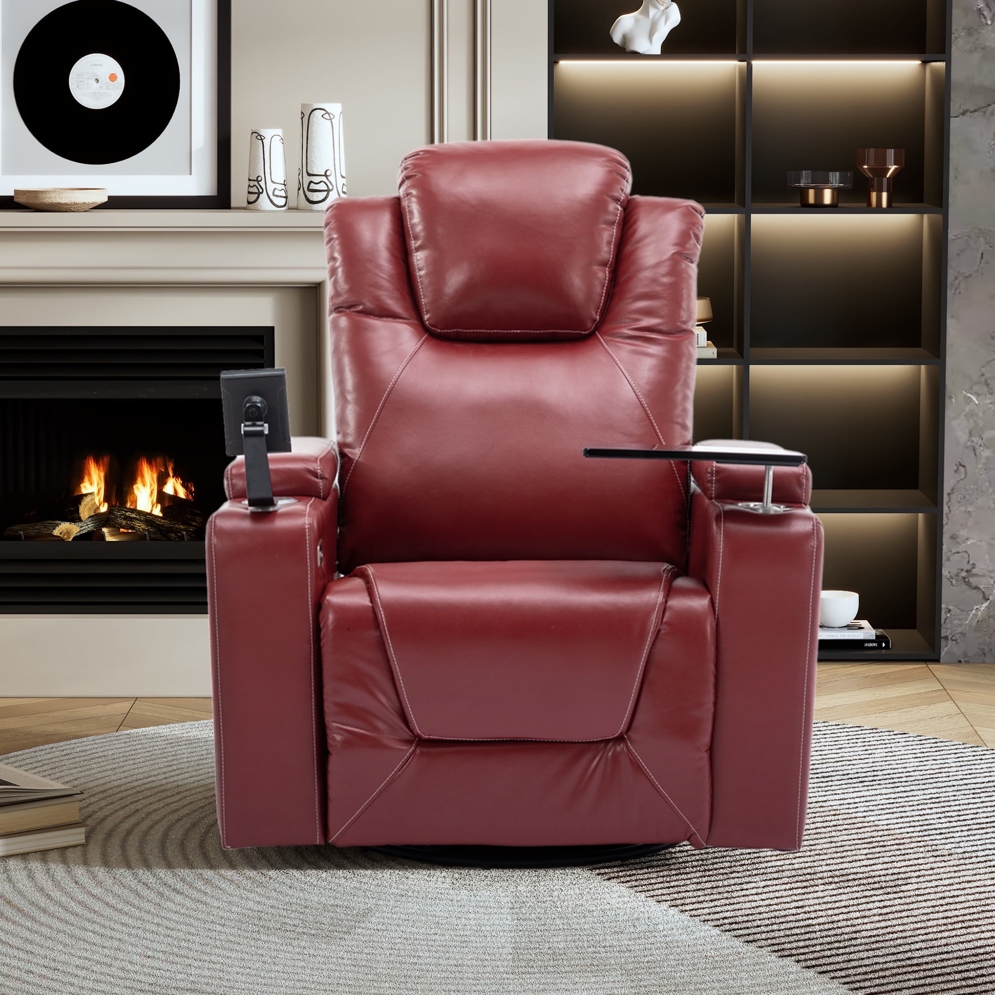 DeeHome 270 Degree Swivel PU Leather Power Recliner Individual Seat ...