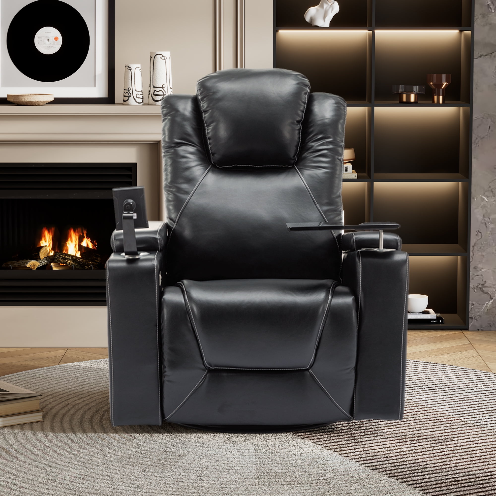DeeHome 270 Degree Swivel PU Leather Power Recliner Individual Seat ...