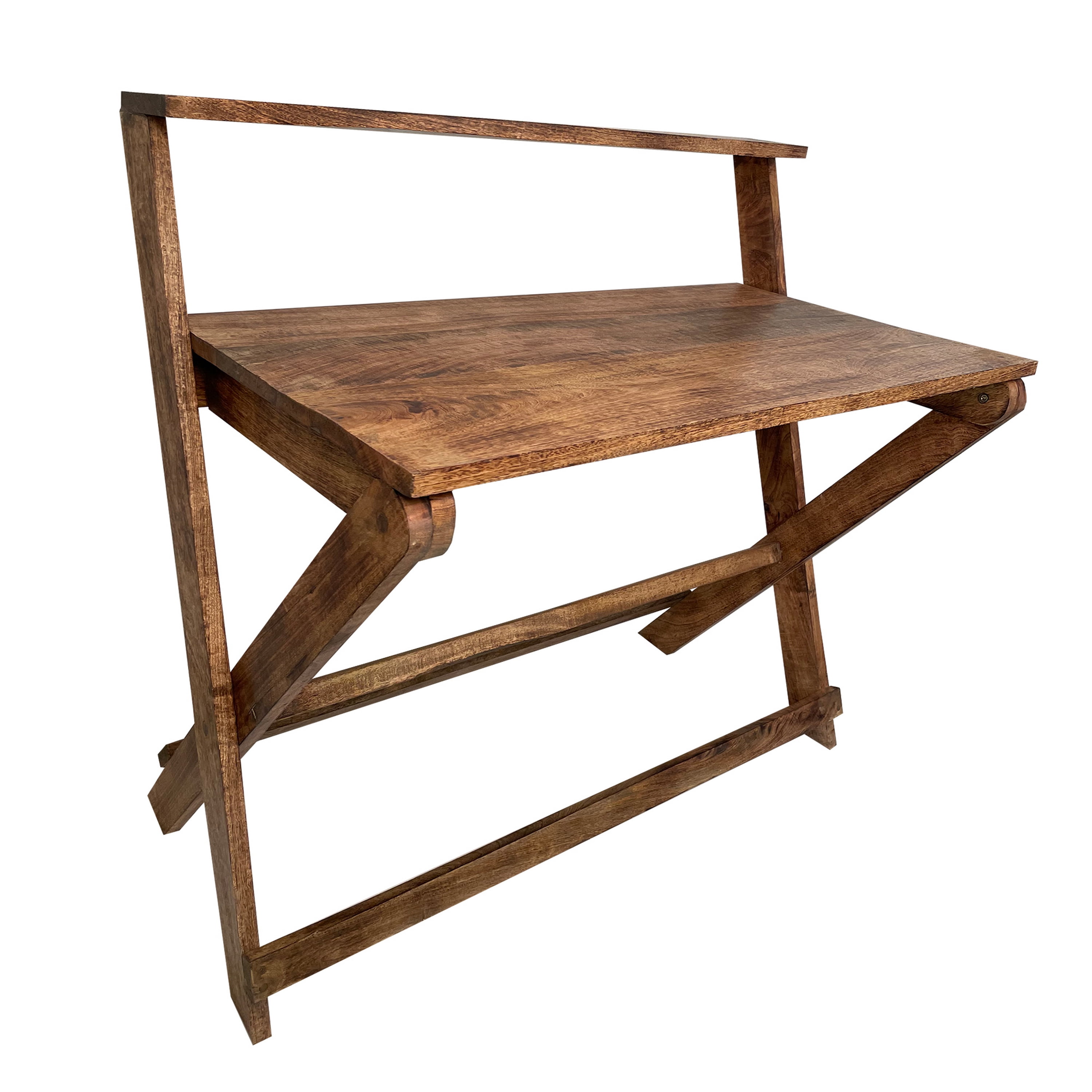 DeeHome 42 Inch Rectangular Mango Wood Home Office Desk, Top Shelf, X ...