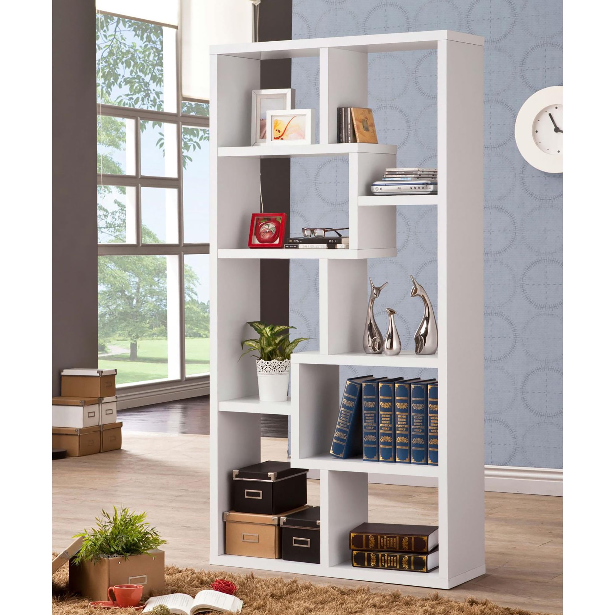DeeHome 8-shelf White Geometric Bookcase - Walmart.com