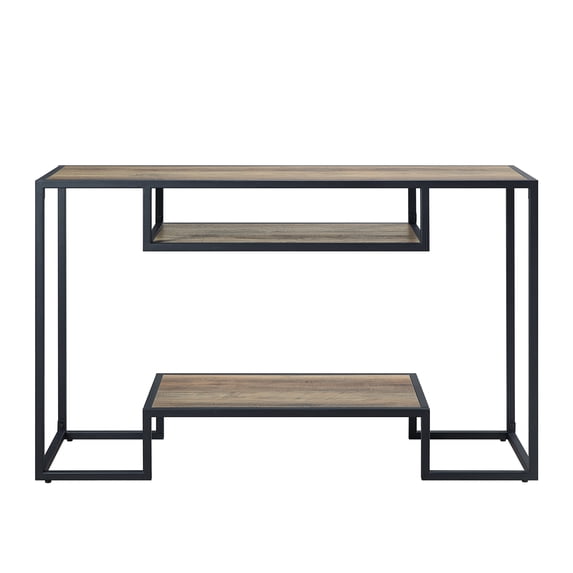DeeHome ACME Idella Console Table in Rustic Oak & Black Finish LV00887 ...