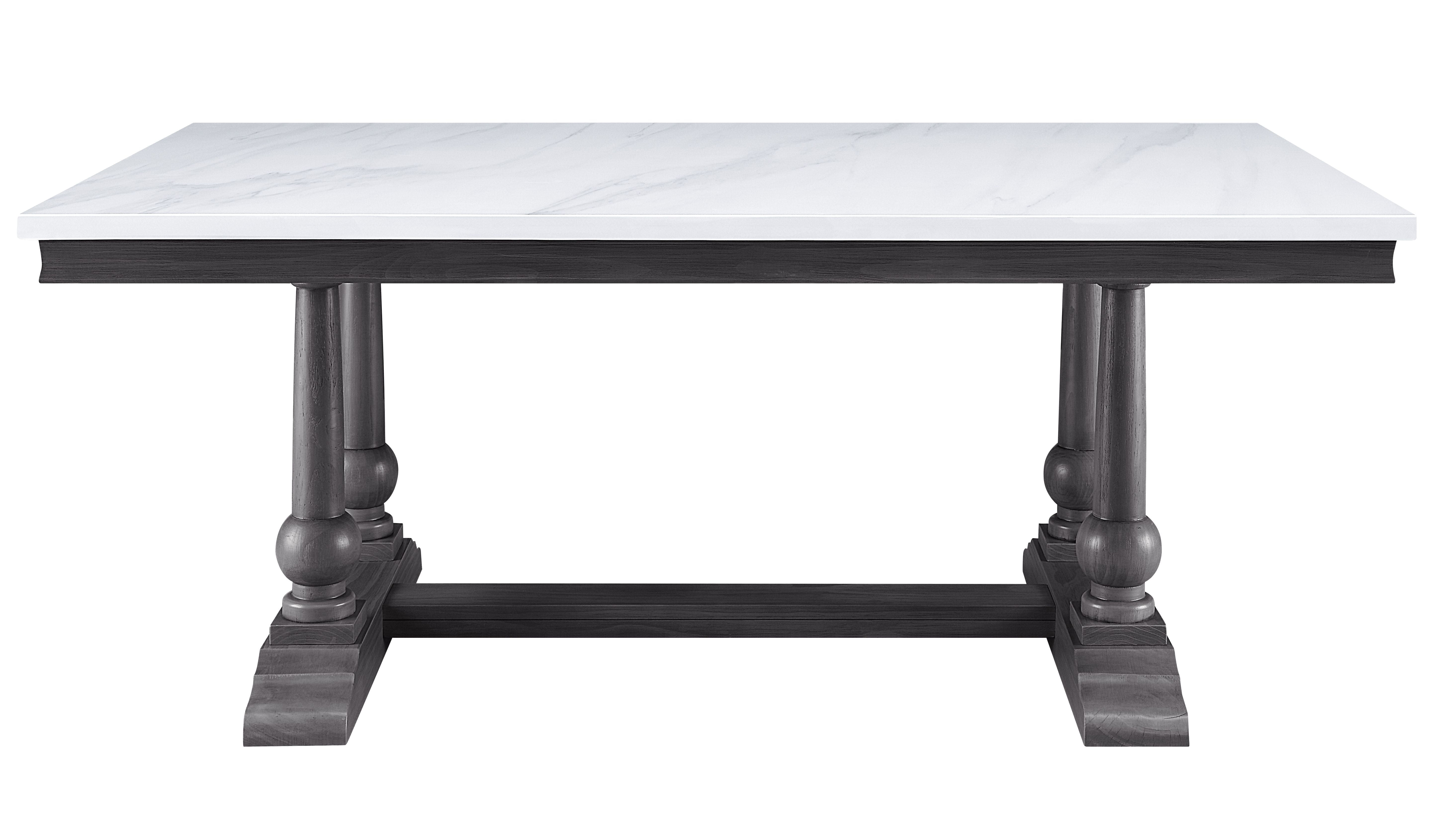 DeeHome ACME Yabeina Dining Table , Marble Top & Gray Oak Finish 73265 - Walmart.com