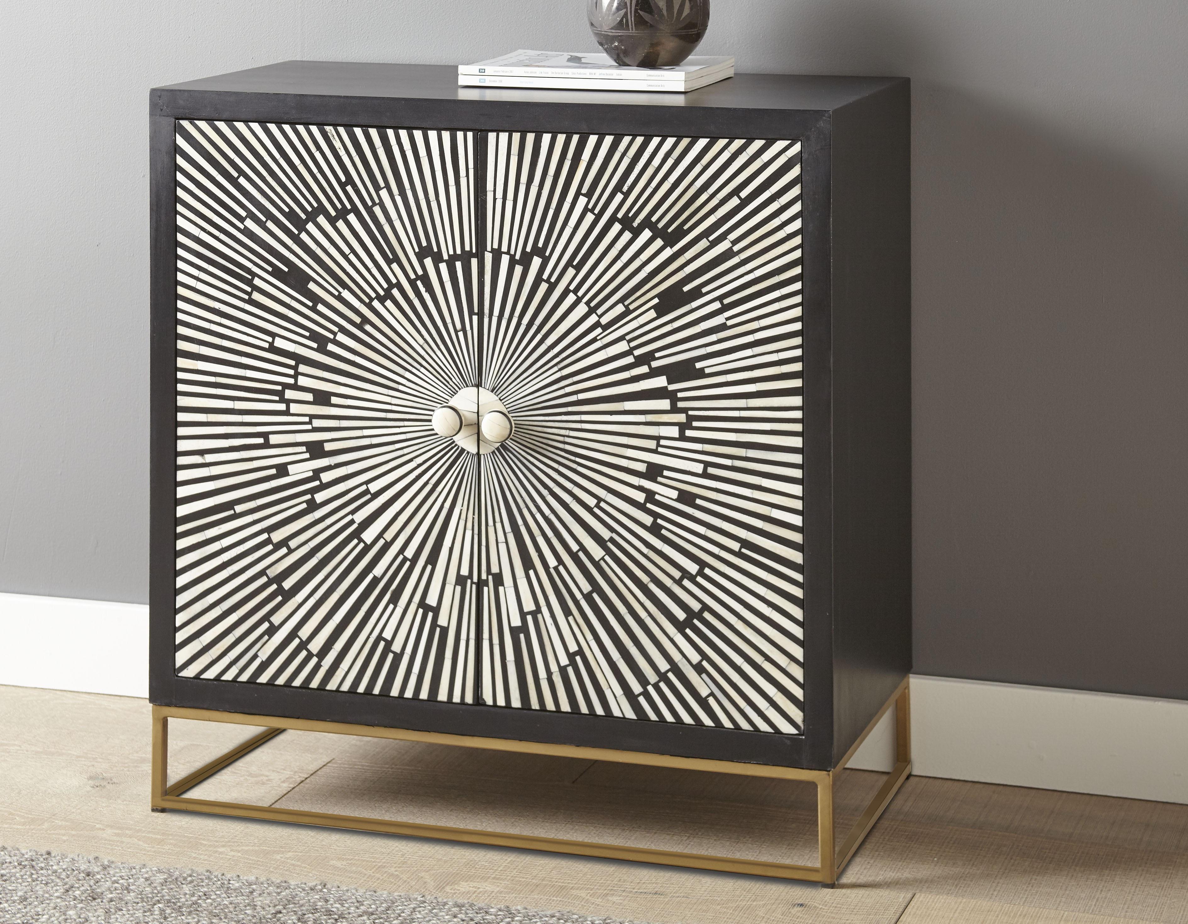 DeeHome Amika - 2 Door Sunburst Bone Cabinet - Black - Walmart.com