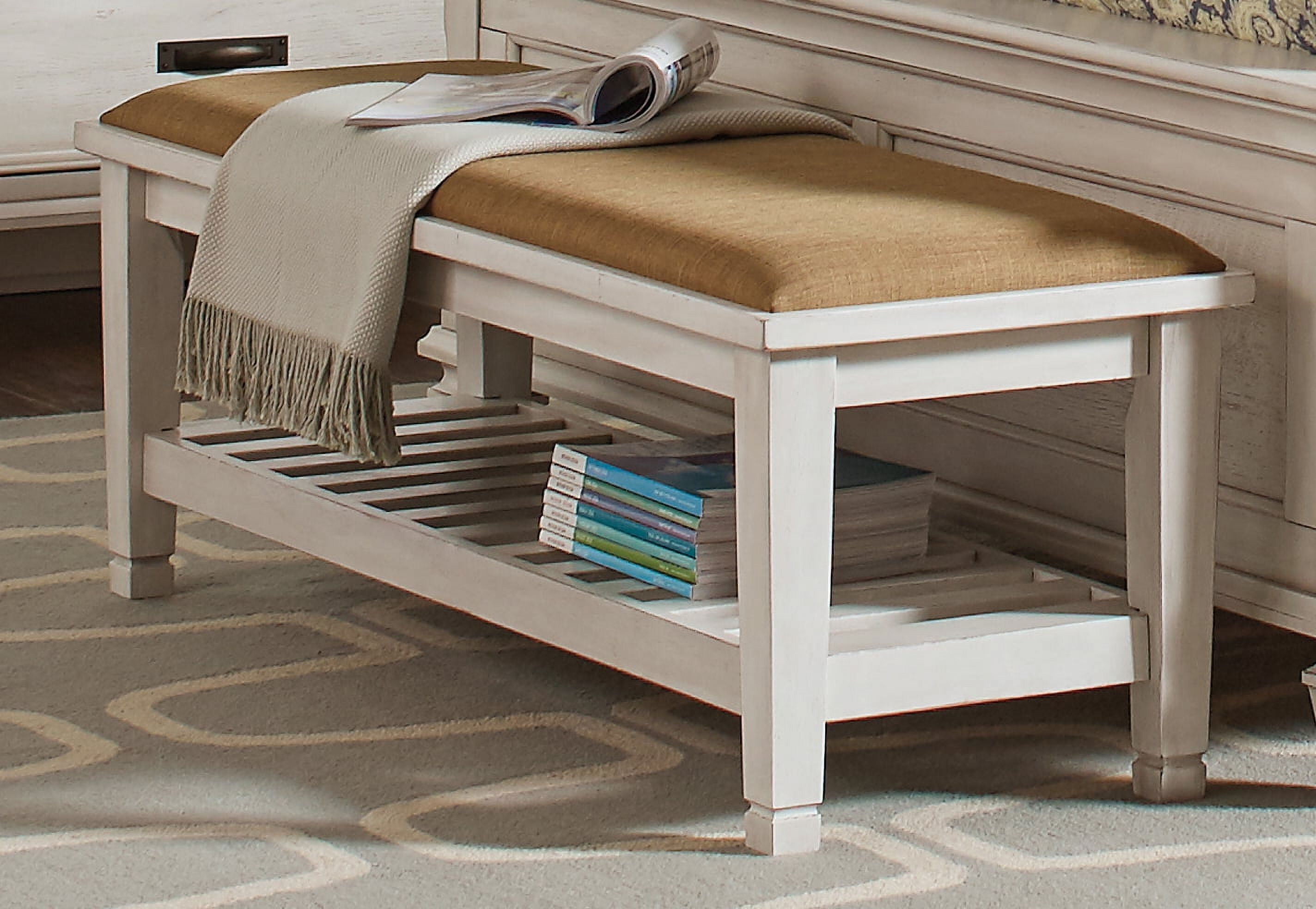 DeeHome Arcadia Antique White Bench - Walmart.com