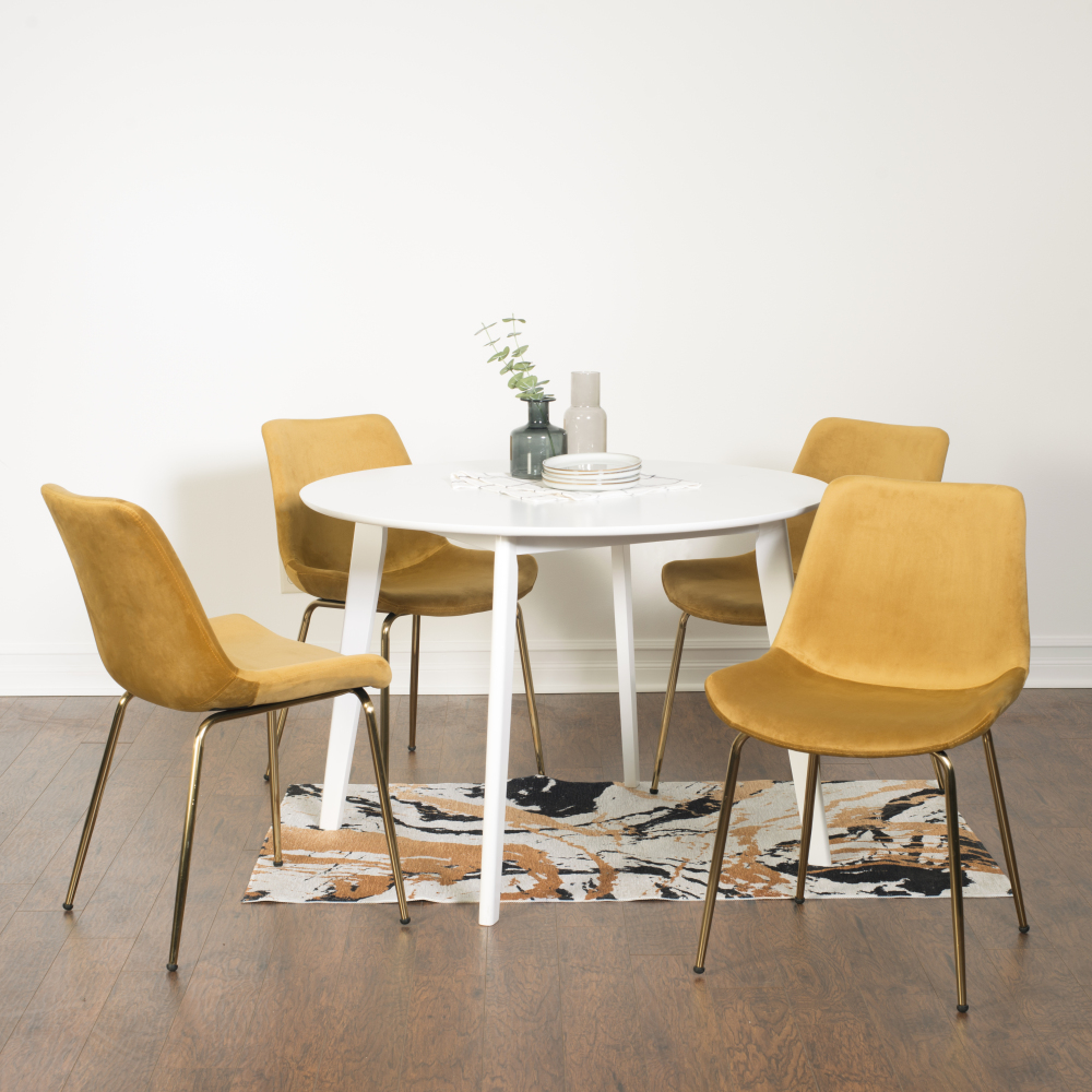 DeeHome Aufurr Contemporary 5-Piece Dining Set, White Round Dining ...