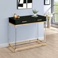 DeeHome Black High Gloss and Gold Console Table with 2 Drawers ...