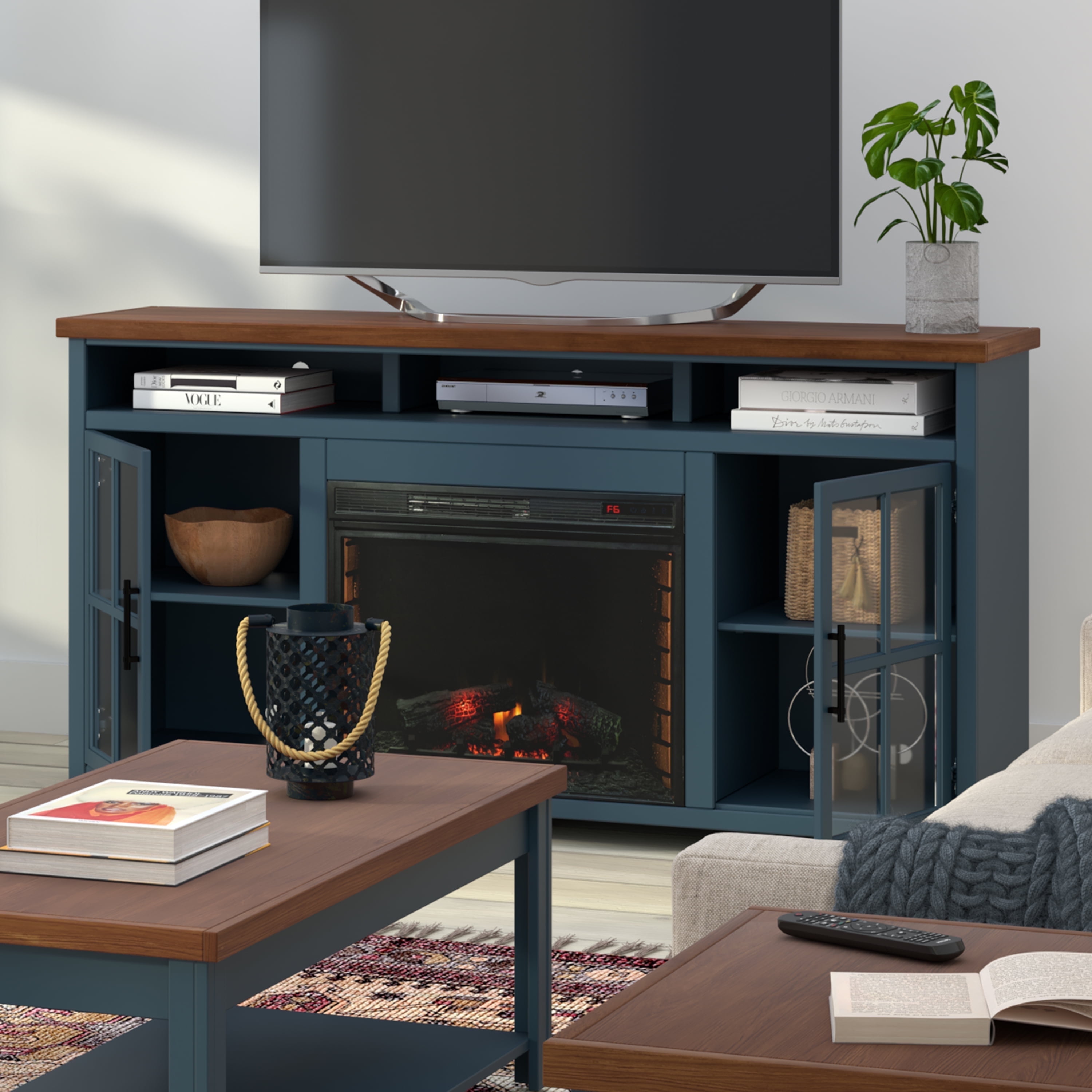 DeeHome Bridgevine Home Nantucket 74 inch Fireplace TV Stand Console ...
