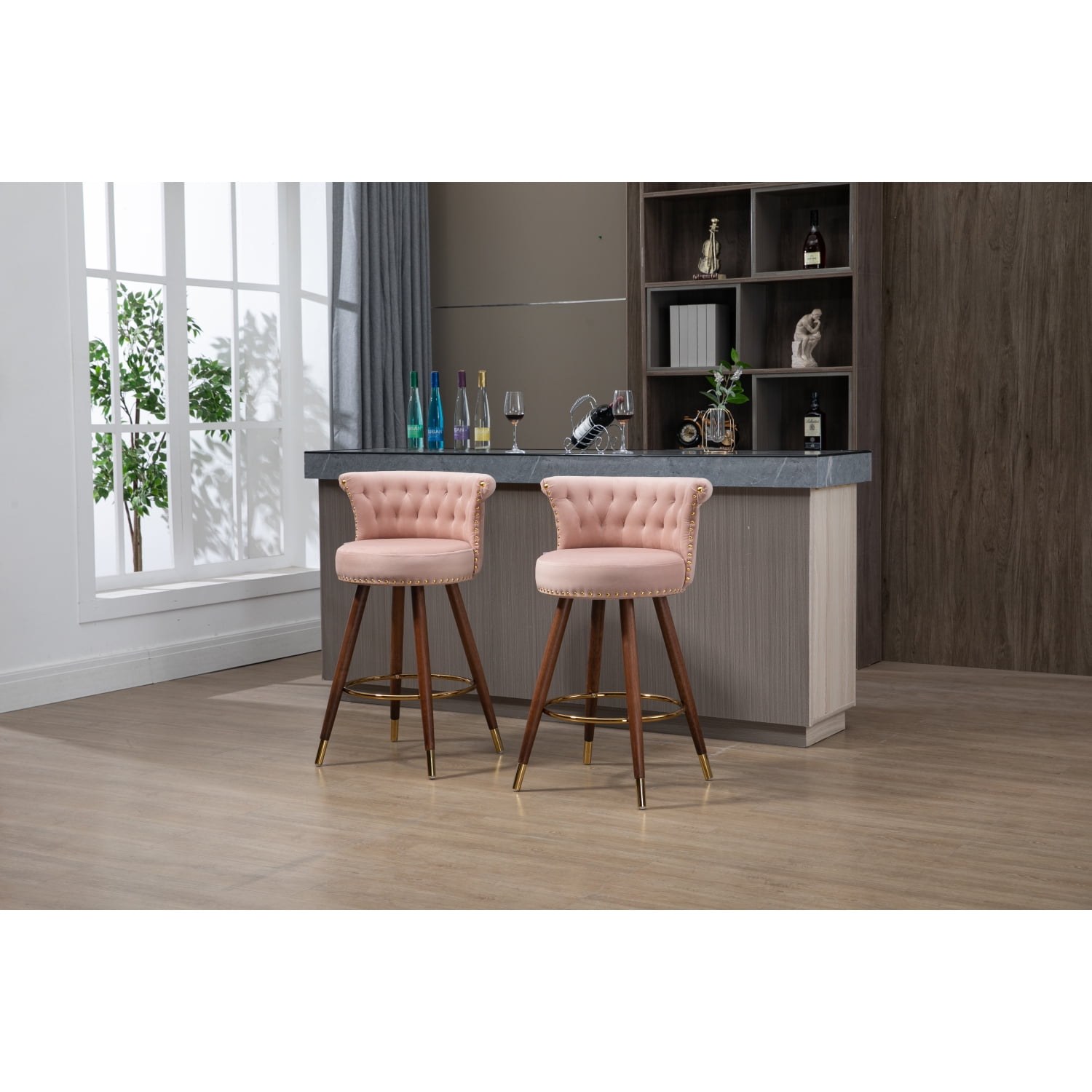 DeeHome COOLMORE Swivel Bar Stools with Backrest Footrest ，with a fixed ...