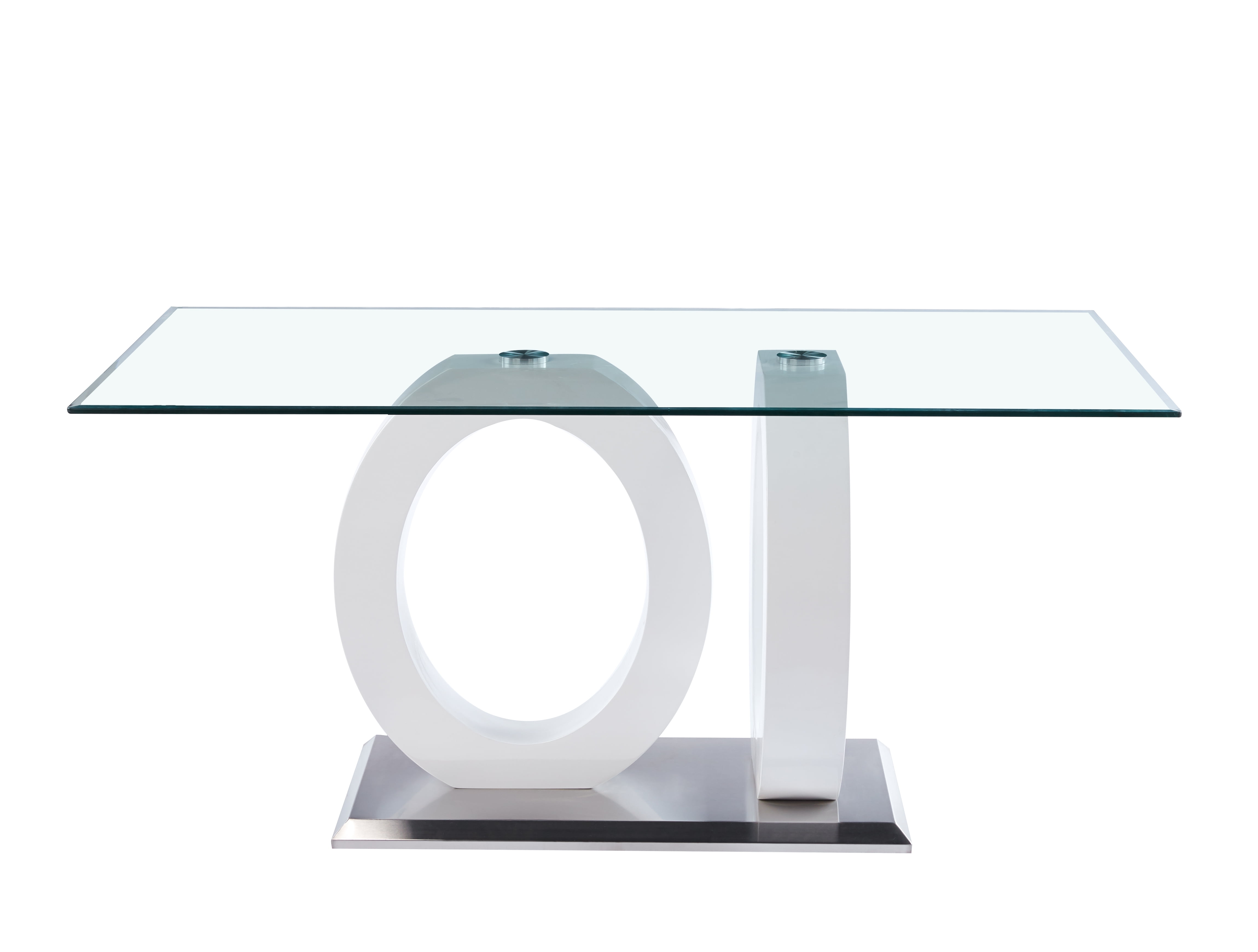 DeeHome Contemporary Design Tempered Glass Dining Table with White MDF ...