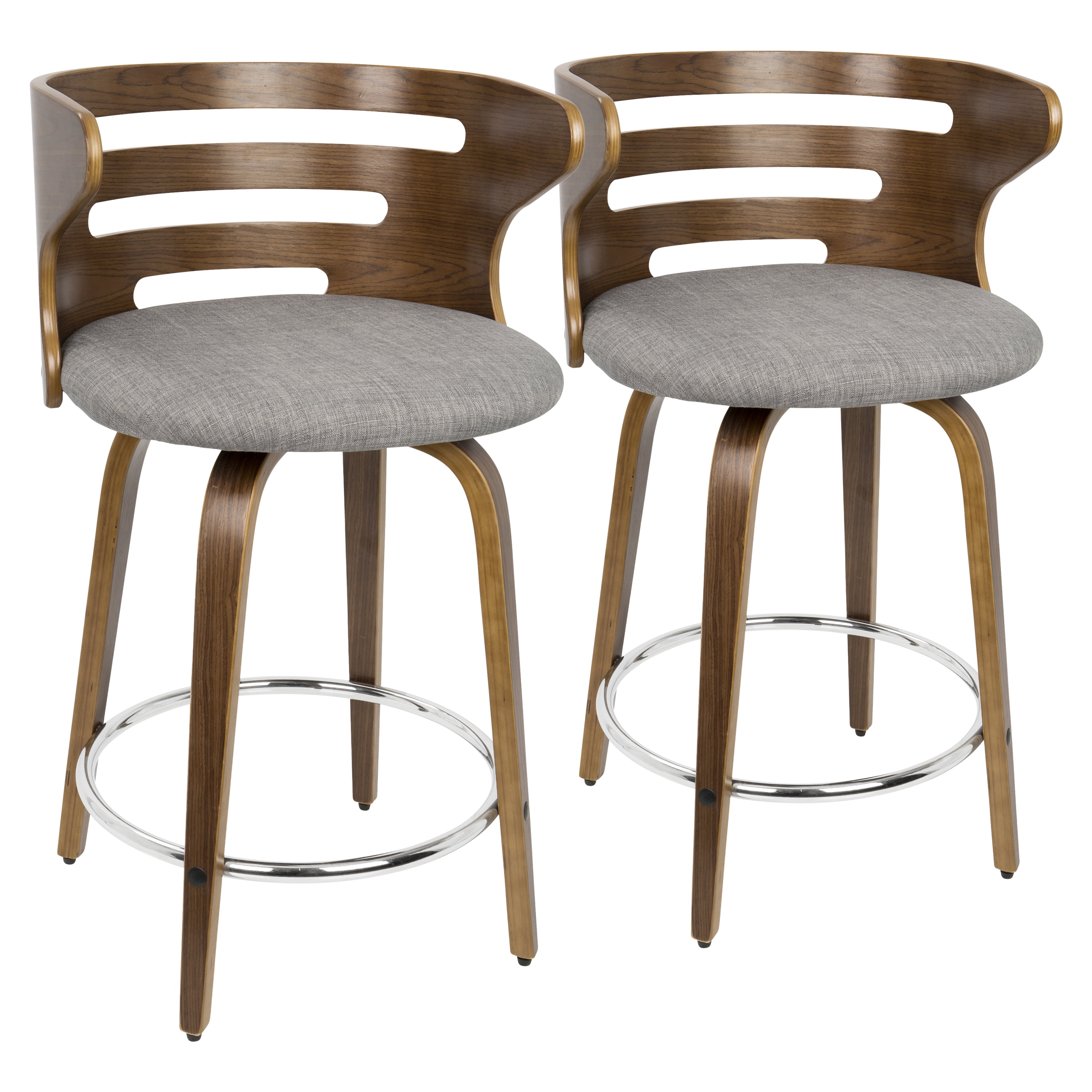 DeeHome Cosini Mid-Century Modern Counter Stool with Swivel in Walnut ...