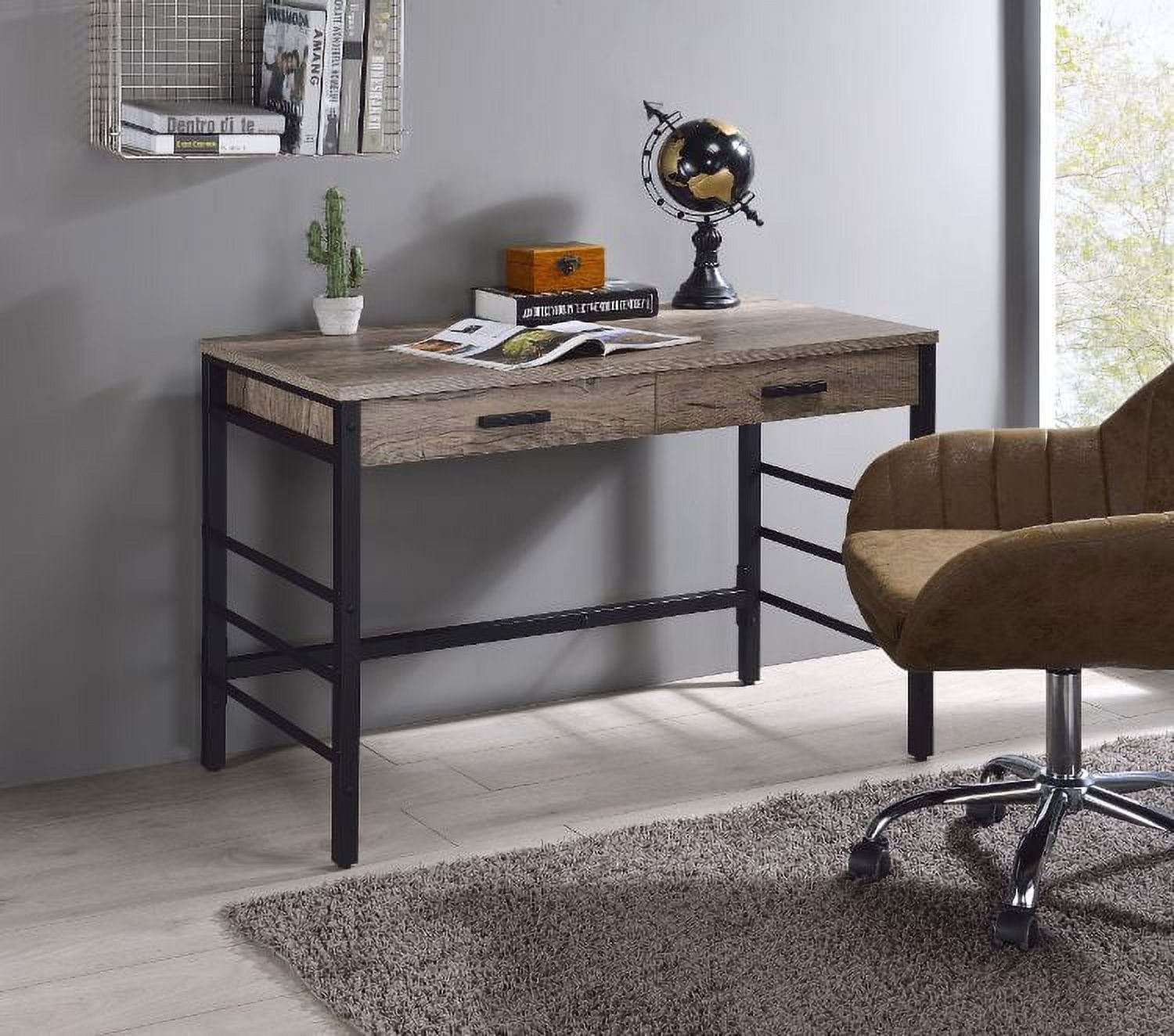 DeeHome Disho Built-in USB Port Writing Desk, Light Weathered Oak ...
