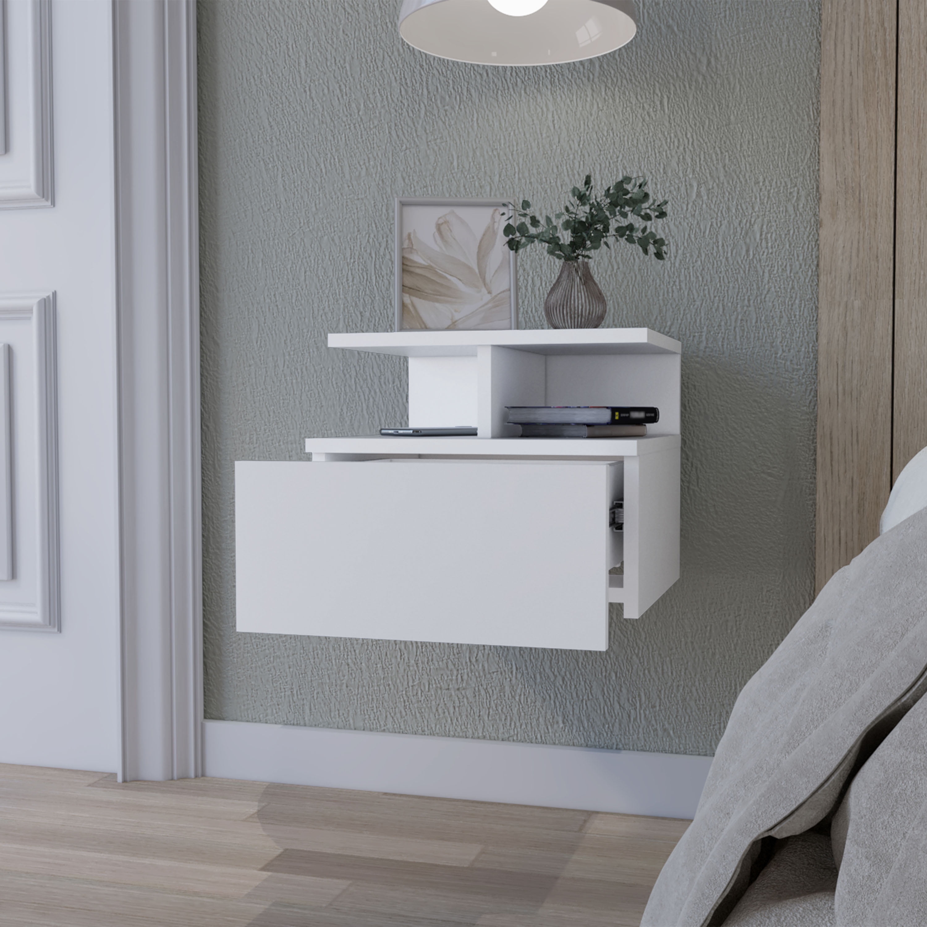 DeeHome Floating Nightstand Flopini, One Drawer, Black Wengue Finish ...