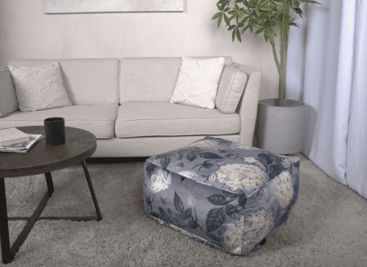 DeeHome Hazel Large Square Pouf, Flower Print on Gray - Walmart.com