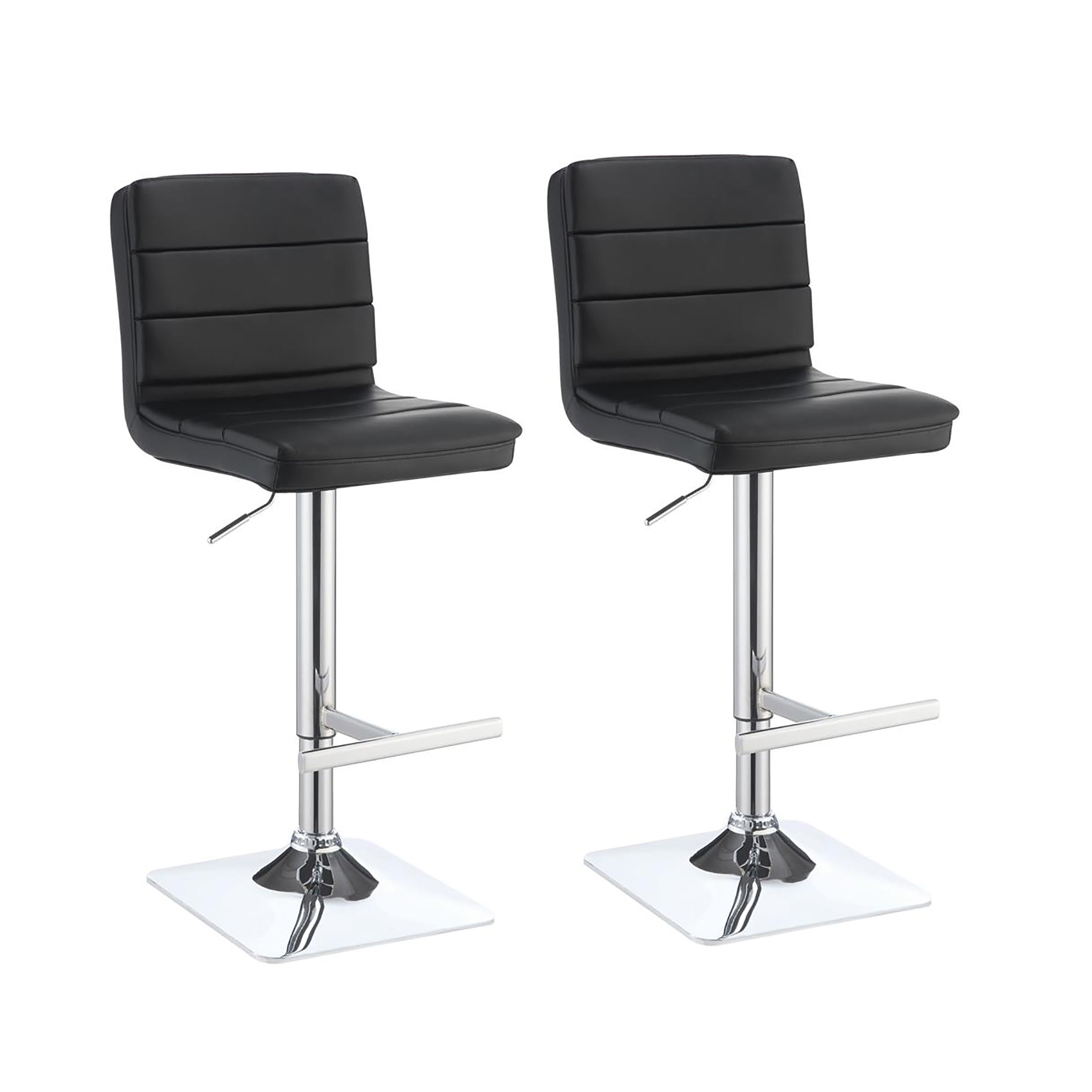 DeeHome Jonas Black and Chrome Adjustable Bar Stool (Set of 2 ...