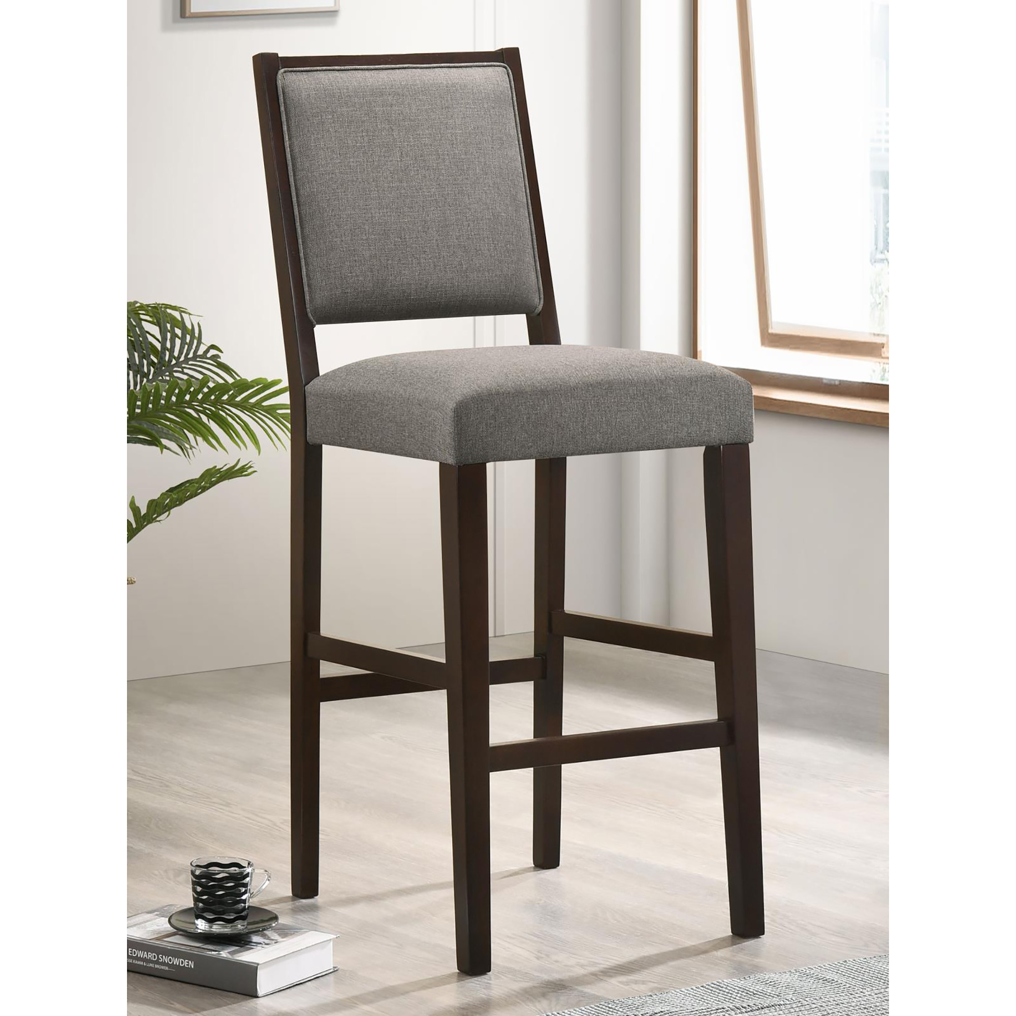 DeeHome Knoxville Grey and Espresso Stool with Footrest (Set of 2 ...