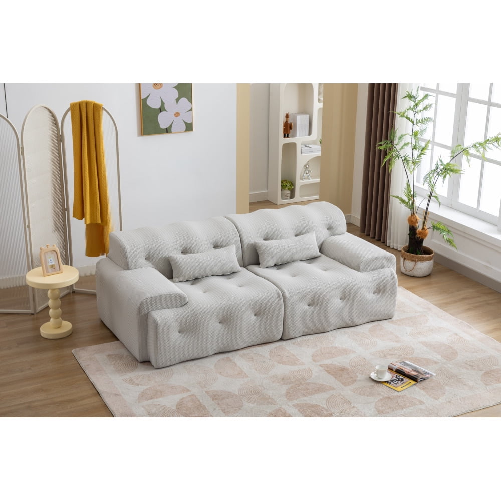 DeeHome Large Size 2 Seater Sofa, Pure Foam Comfy Sofa Couch, Modern ...