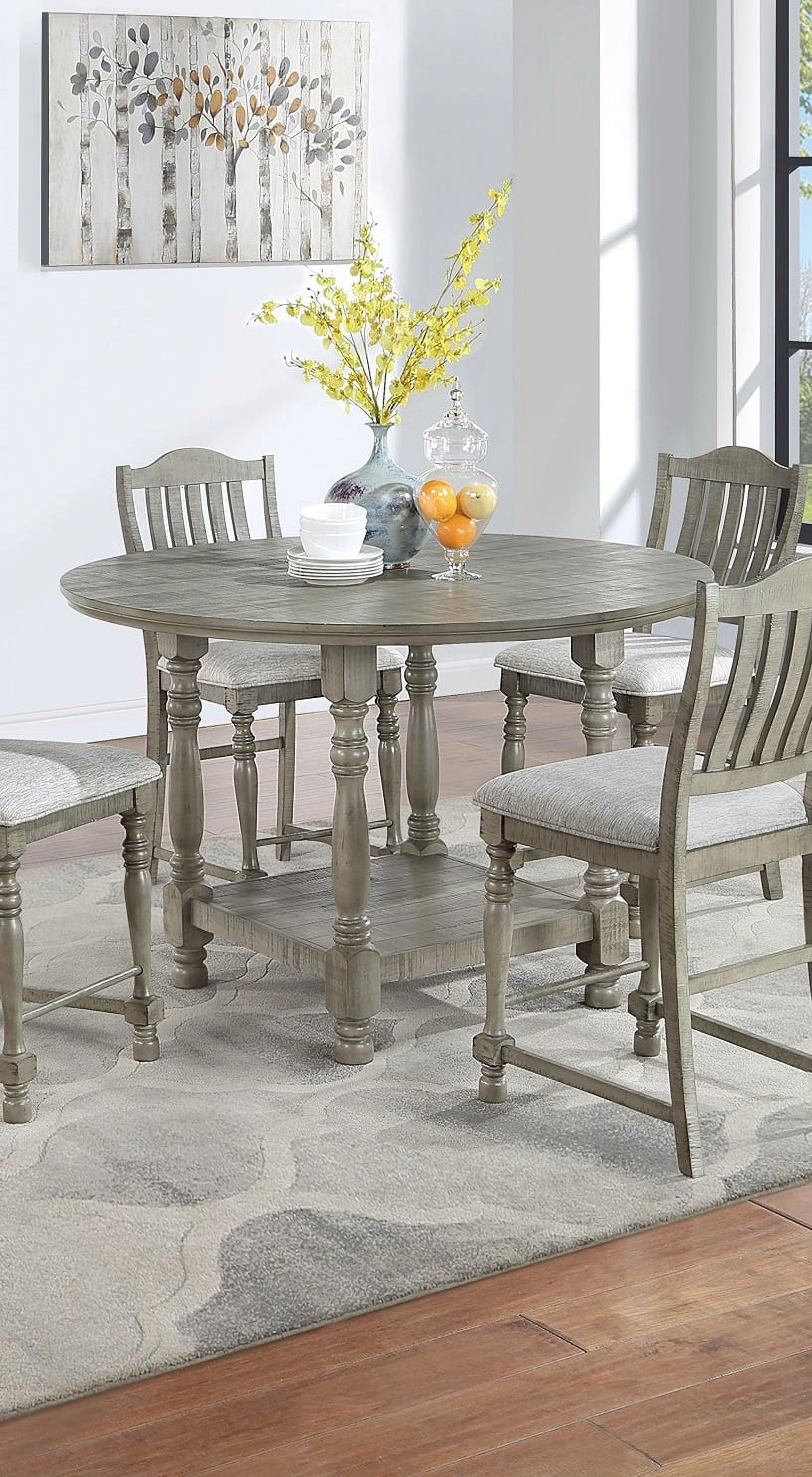 DeeHome Light Grey Dining Table Round Dining Table 1pc Table Only Open ...