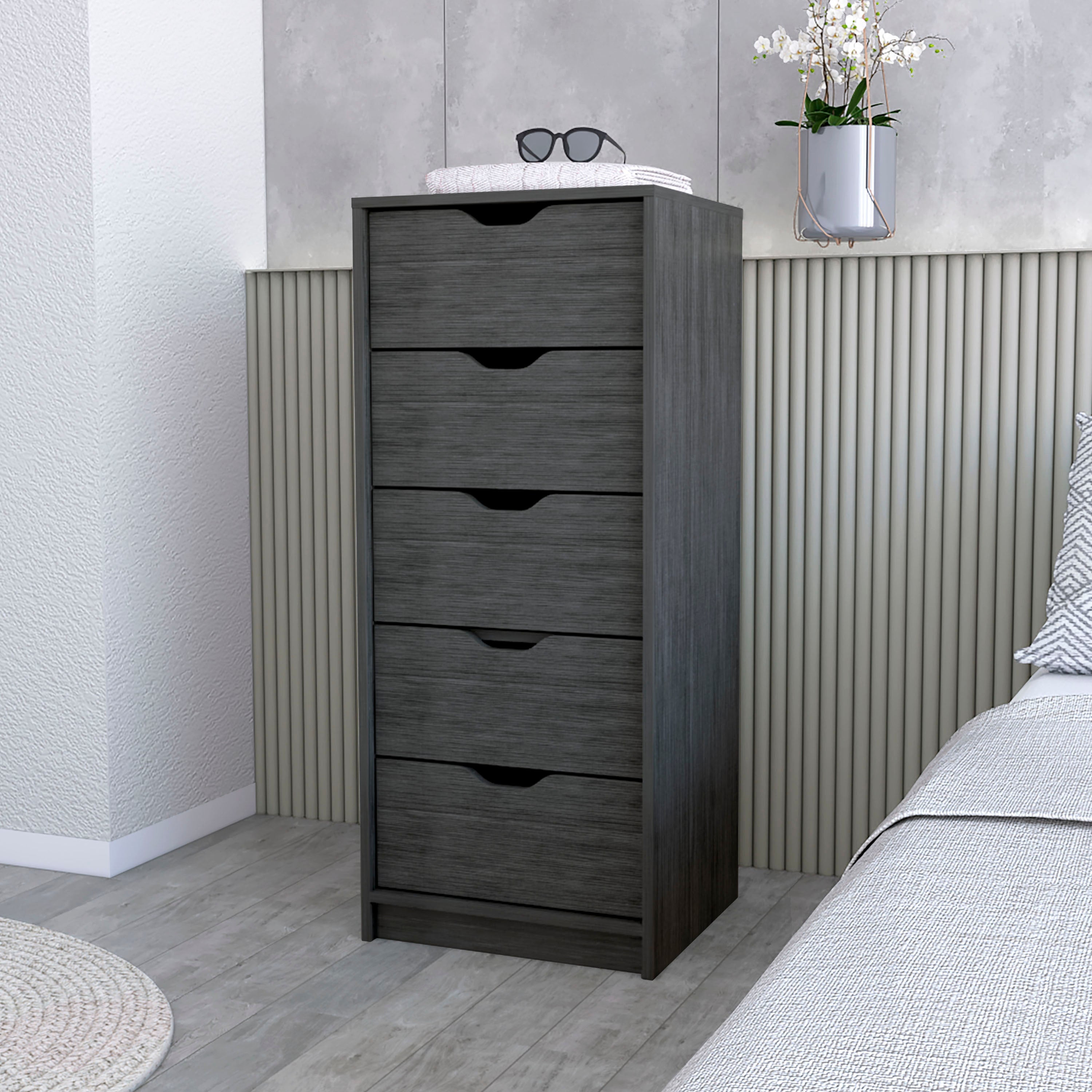 DeeHome Logan Smokey Oak 5 Narrow Drawer Dresser - Walmart.com
