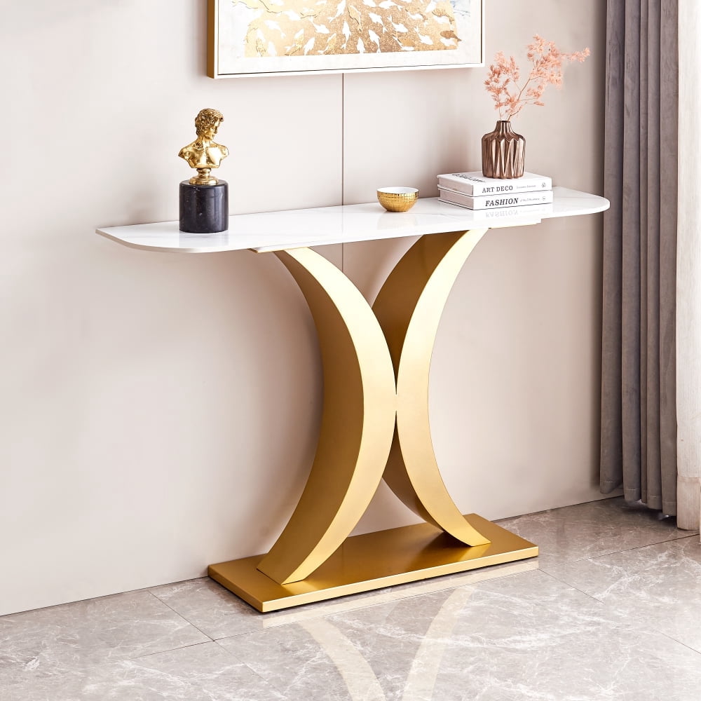 DeeHome Modern Console Table, Exquisite shape design, Metal Frame with ...