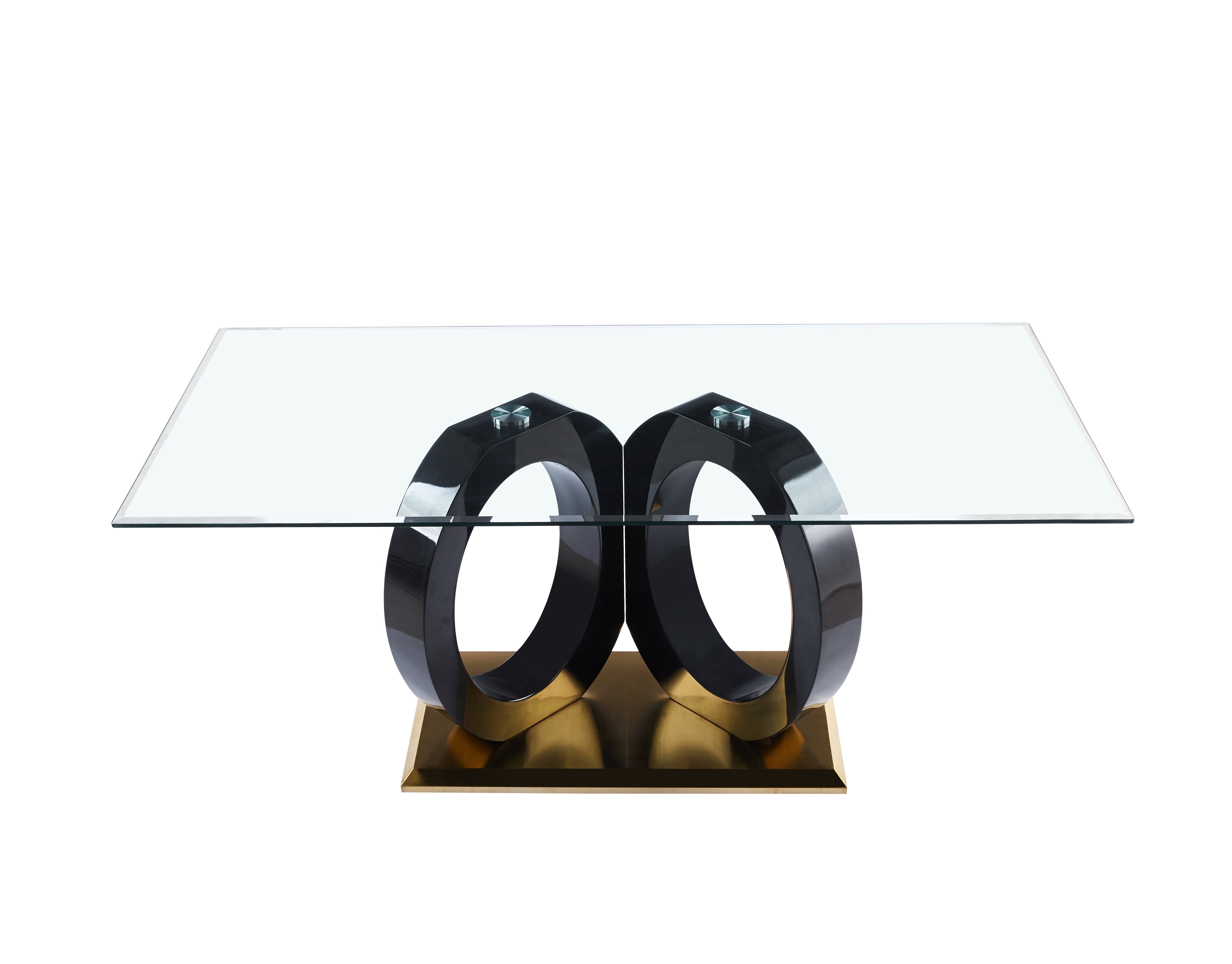 DeeHome Modern Design Tempered Glass Dining Table with Black MDF Middle ...