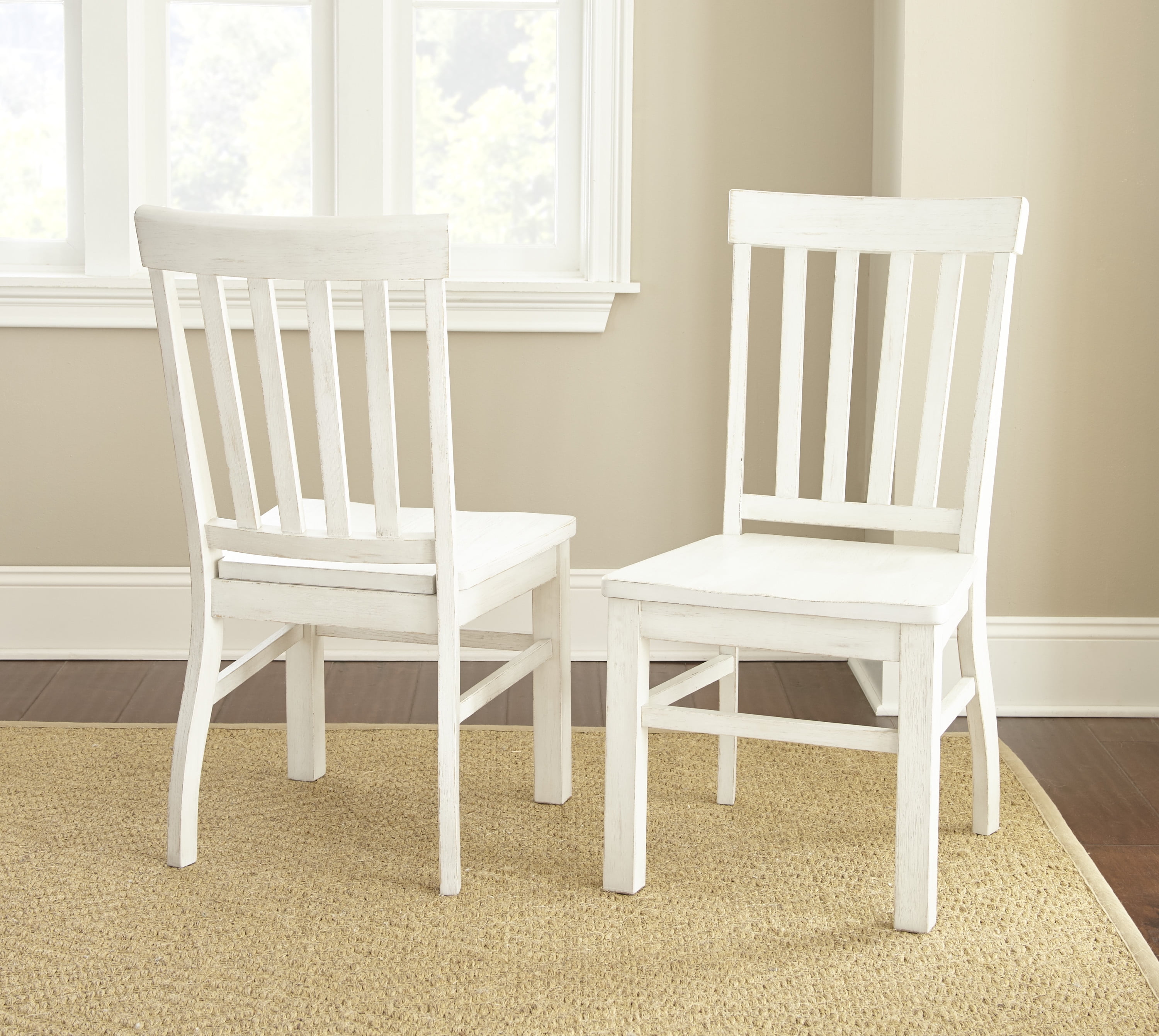 DeeHome Modern Farmhouse Side Chairs - Distressed Antique White ...
