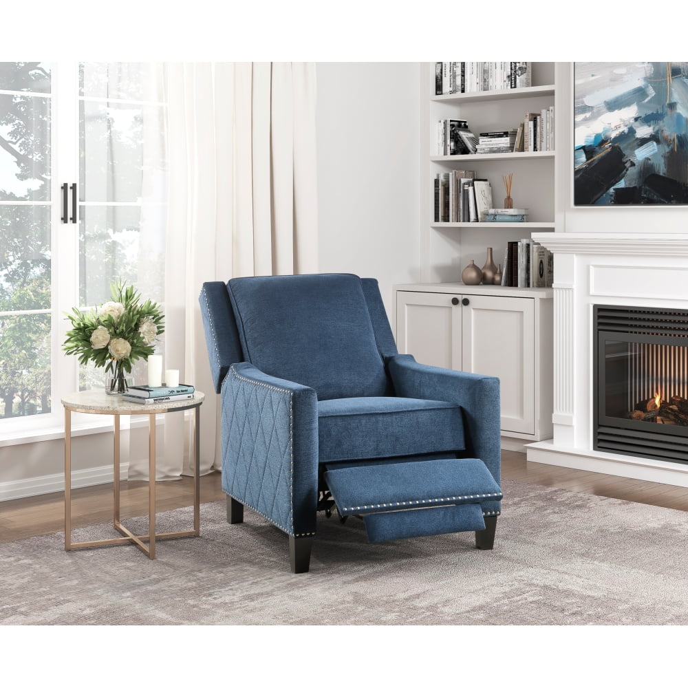 DeeHome Modern Home Furniture Reclining Chair 1pc Blue Textured Fabric ...