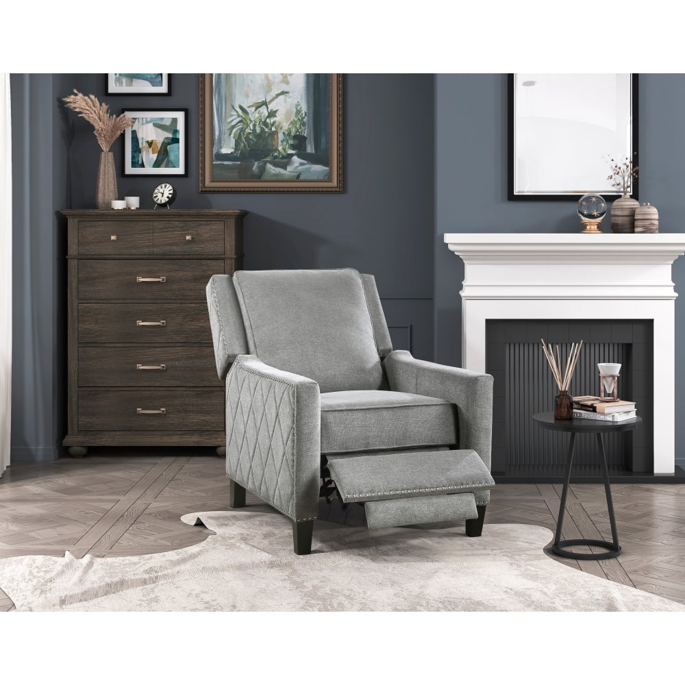 DeeHome Modern Home Furniture Reclining Chair 1pc Gray Textured Fabric ...