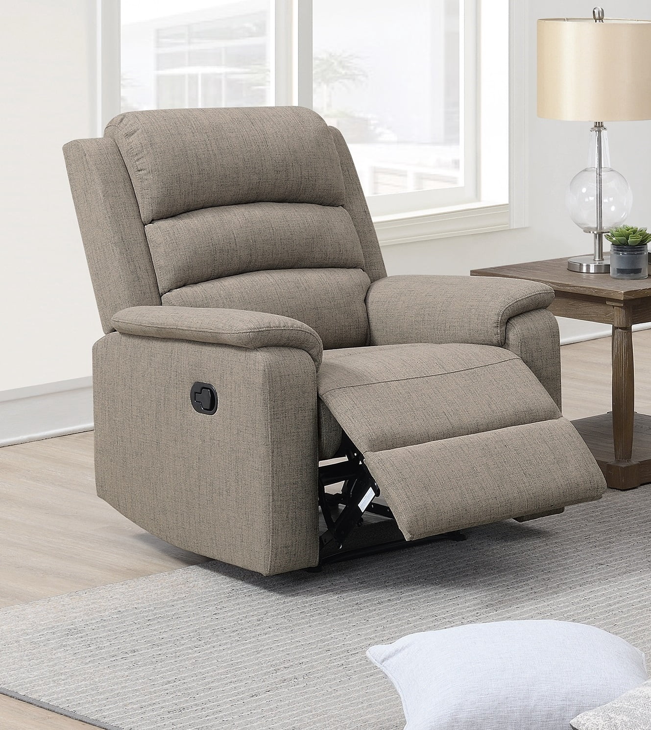 DeeHome Modern Light Brown Color Burlap Fabric Recliner Motion Recliner ...