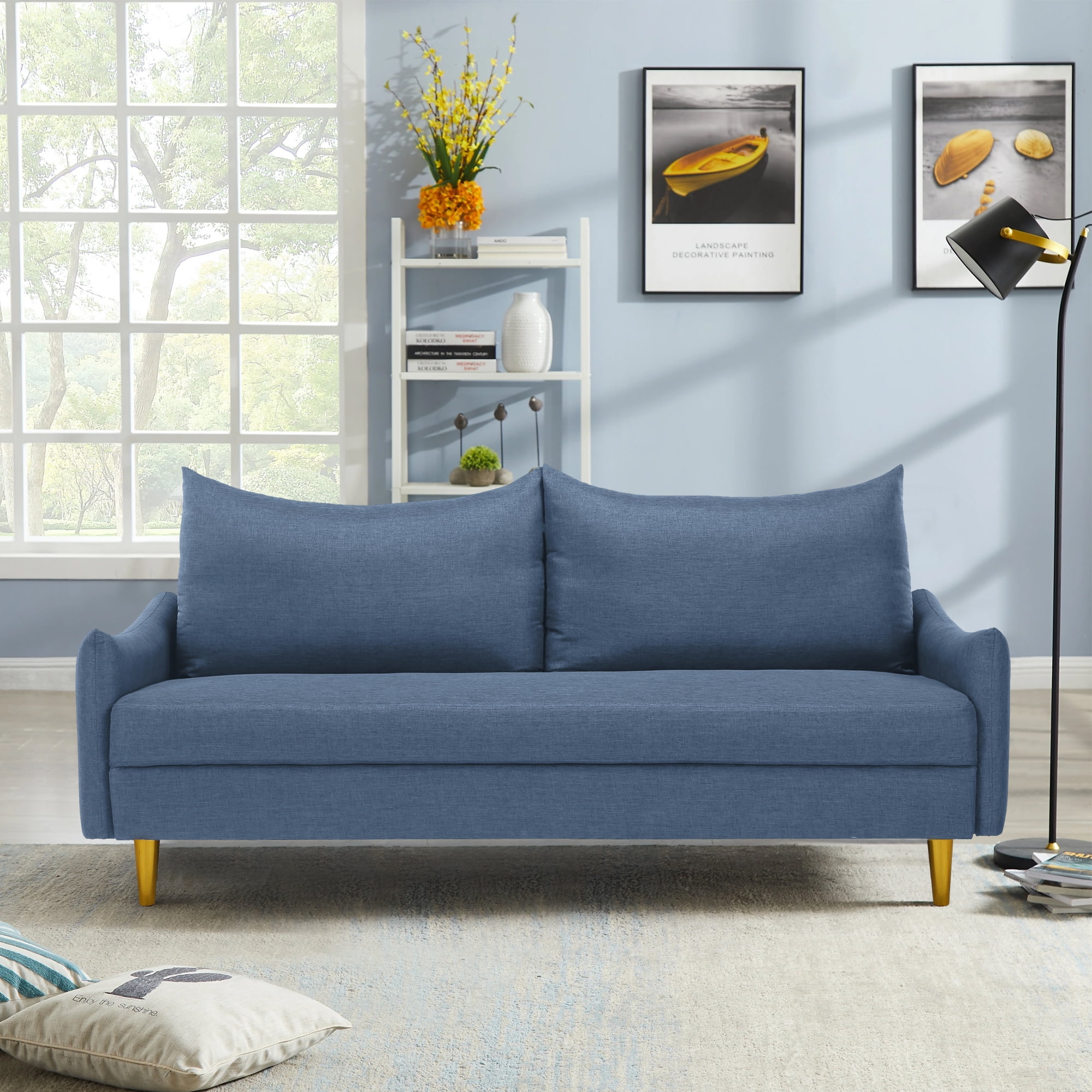 DeeHome Modern design Loveseat blue Polyester nordic small sofa living ...