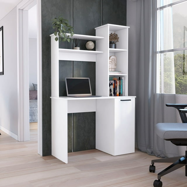 DeeHome Muncy Computer Desk with Ample Work Surface, Hutch Storage and ...