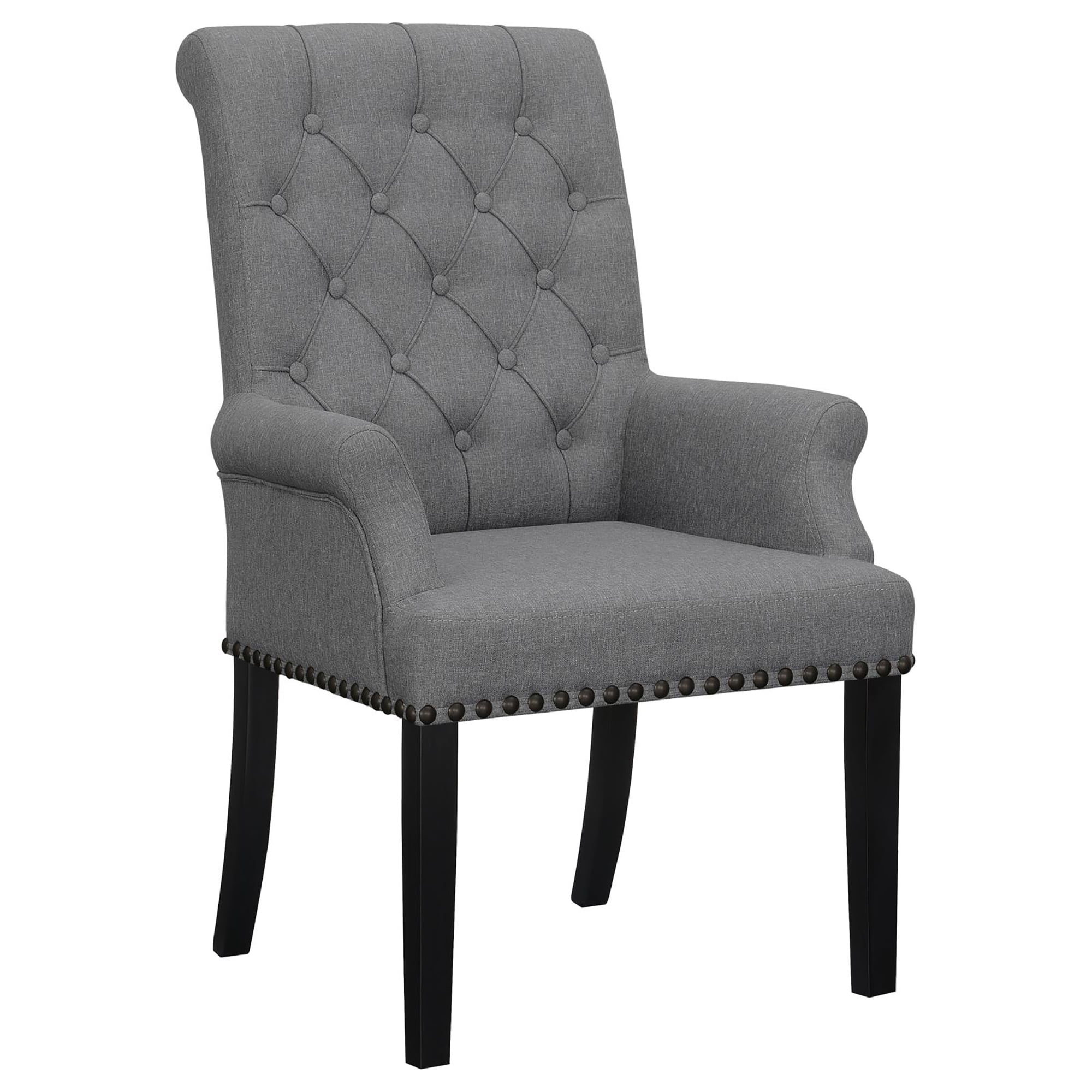 DeeHome Nantucket Grey Tufted Arm Chairs with Nailhead Trim - Walmart.com
