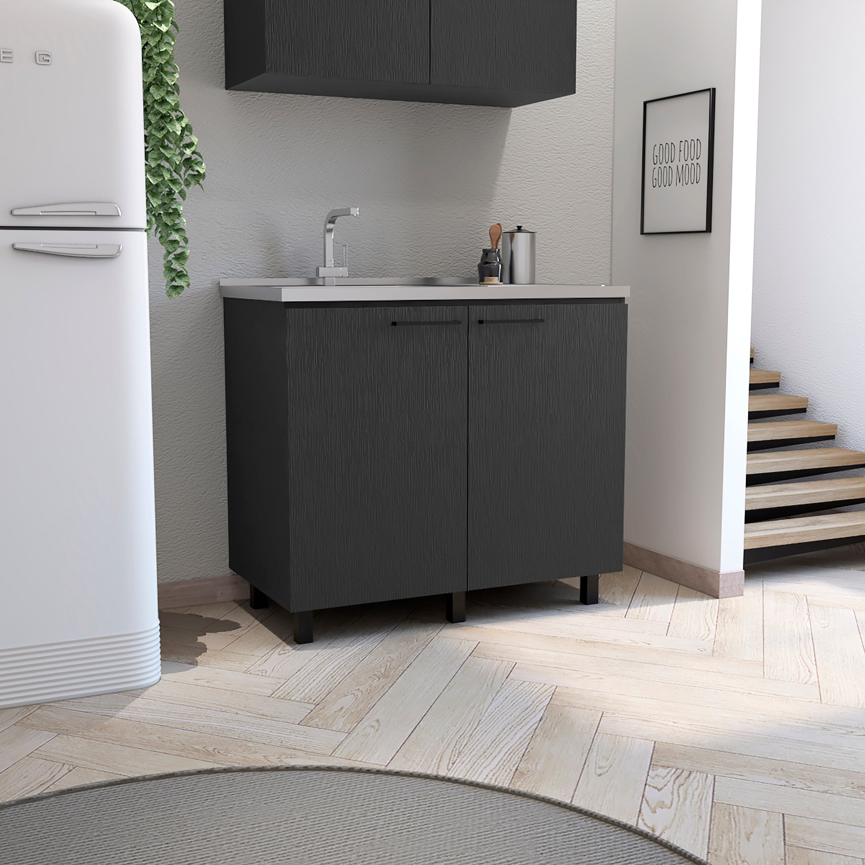 DeeHome Napoles 2 Utility Sink with Cabinet, Stainless Steel Countertop ...