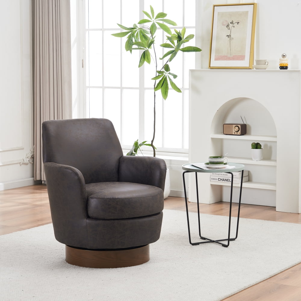DeeHome PU leather Swivel Barrel Chair, Swivel Accent Chairs Armchair ...