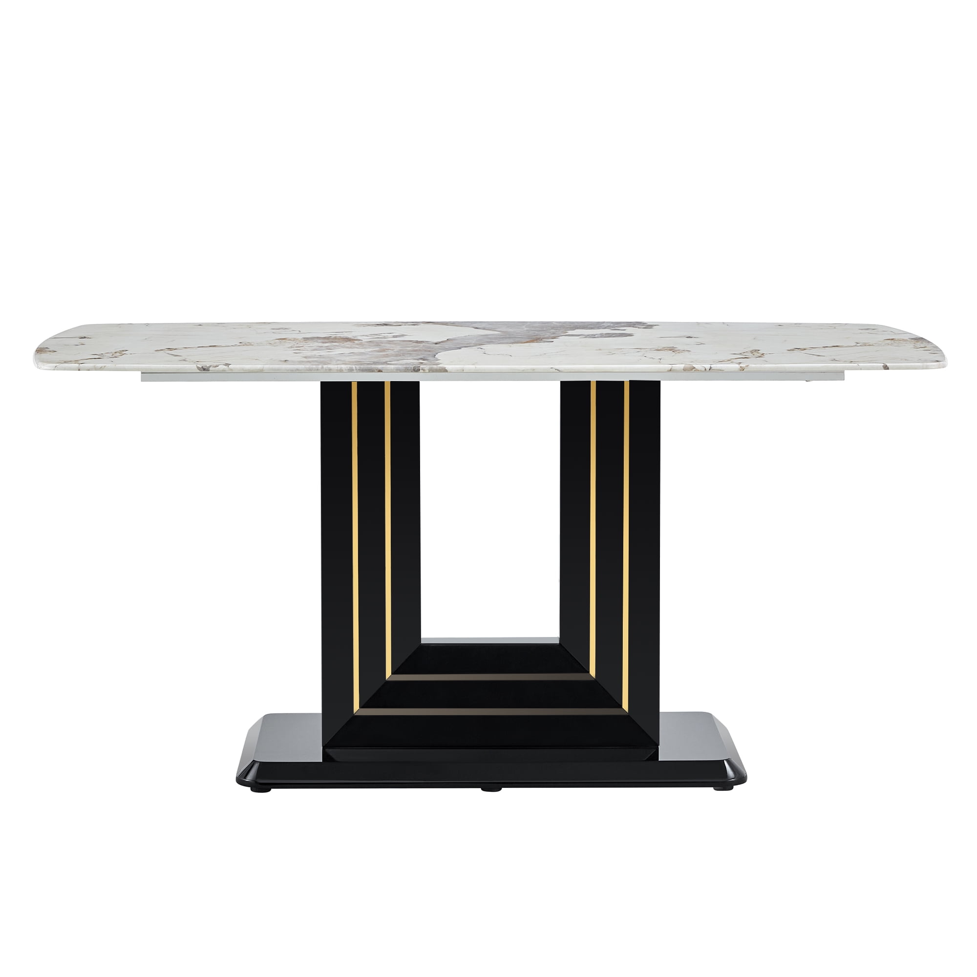 DeeHome Rectangular 63" Marble Dining Table, Luxurious Dining Room ...
