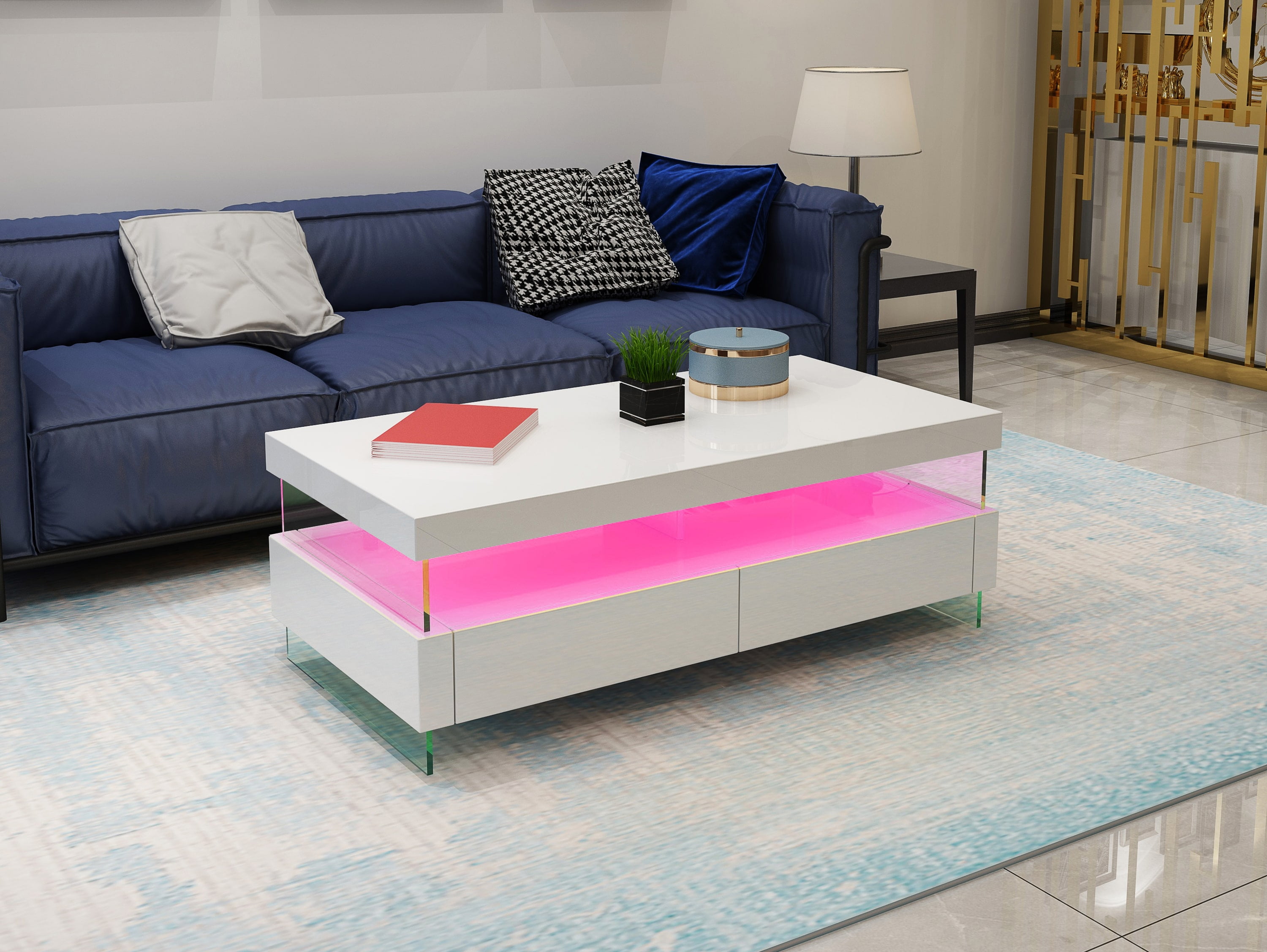 DeeHome Ria Modern & Contemporary Style with LED Coffee Table Made with ...