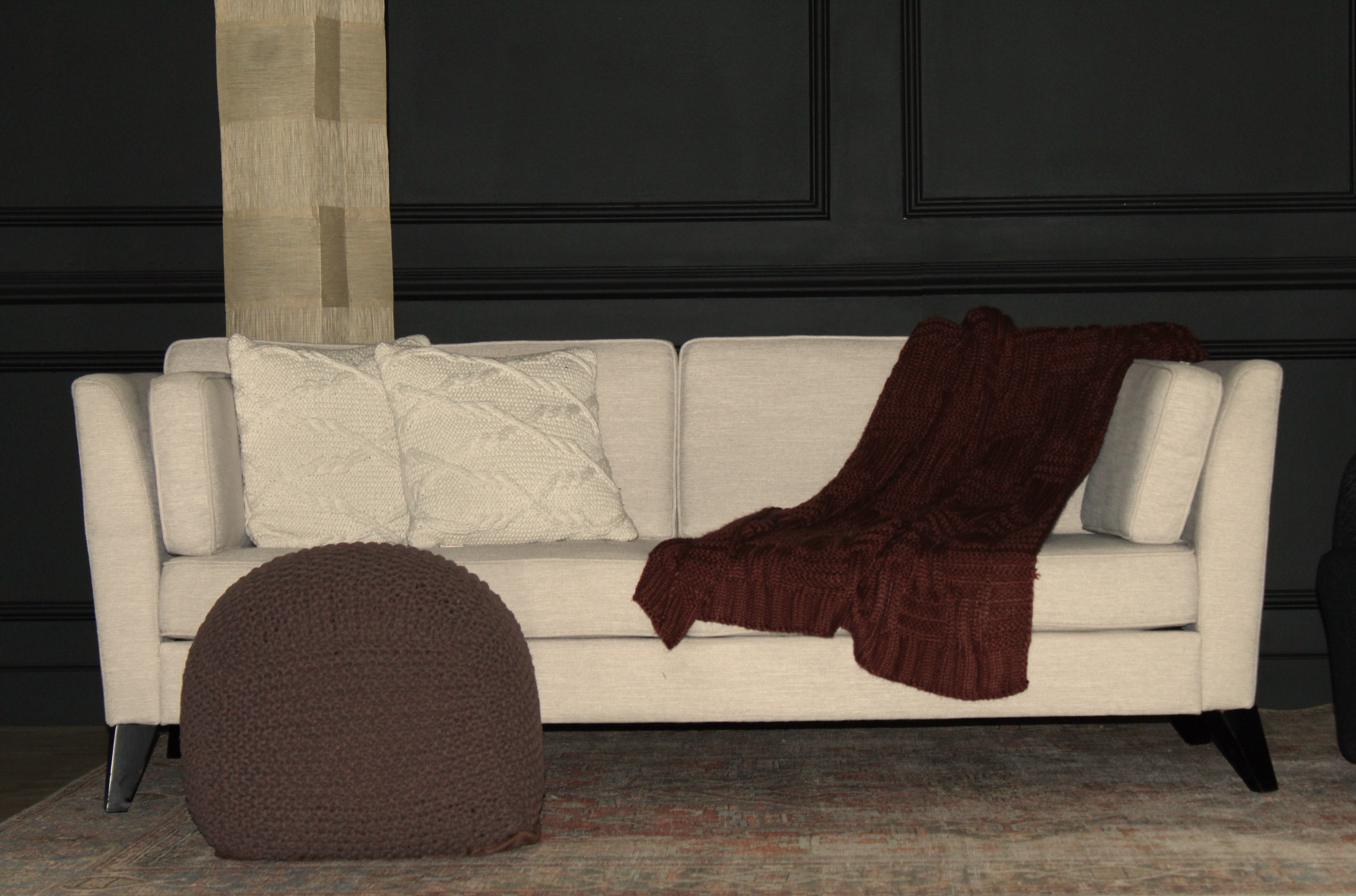 DeeHome SEMI-Rounded Pouf - Cable Knitted - Handmade - Perfect Seating ...