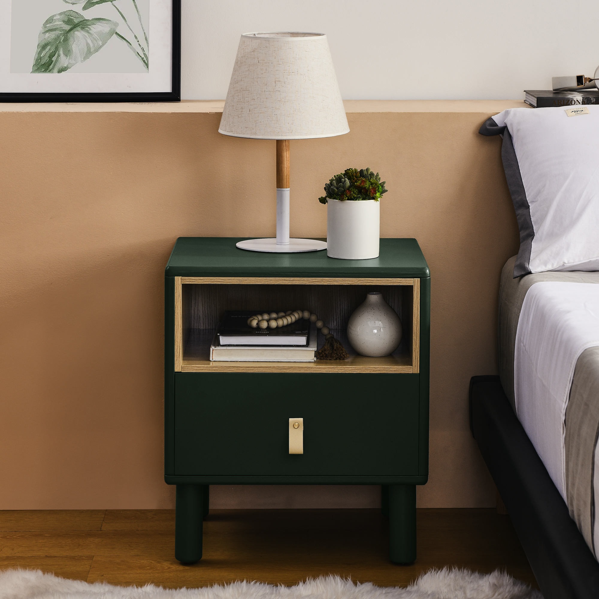 DeeHome Single drawer bedside table, modern style bedside table, wooden ...