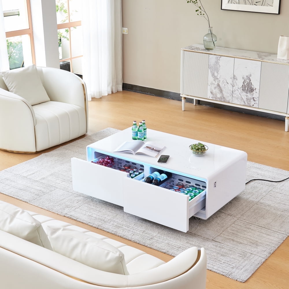 DeeHome Smart Table Fridge, Multifunctional Coffee Table, Tempered ...