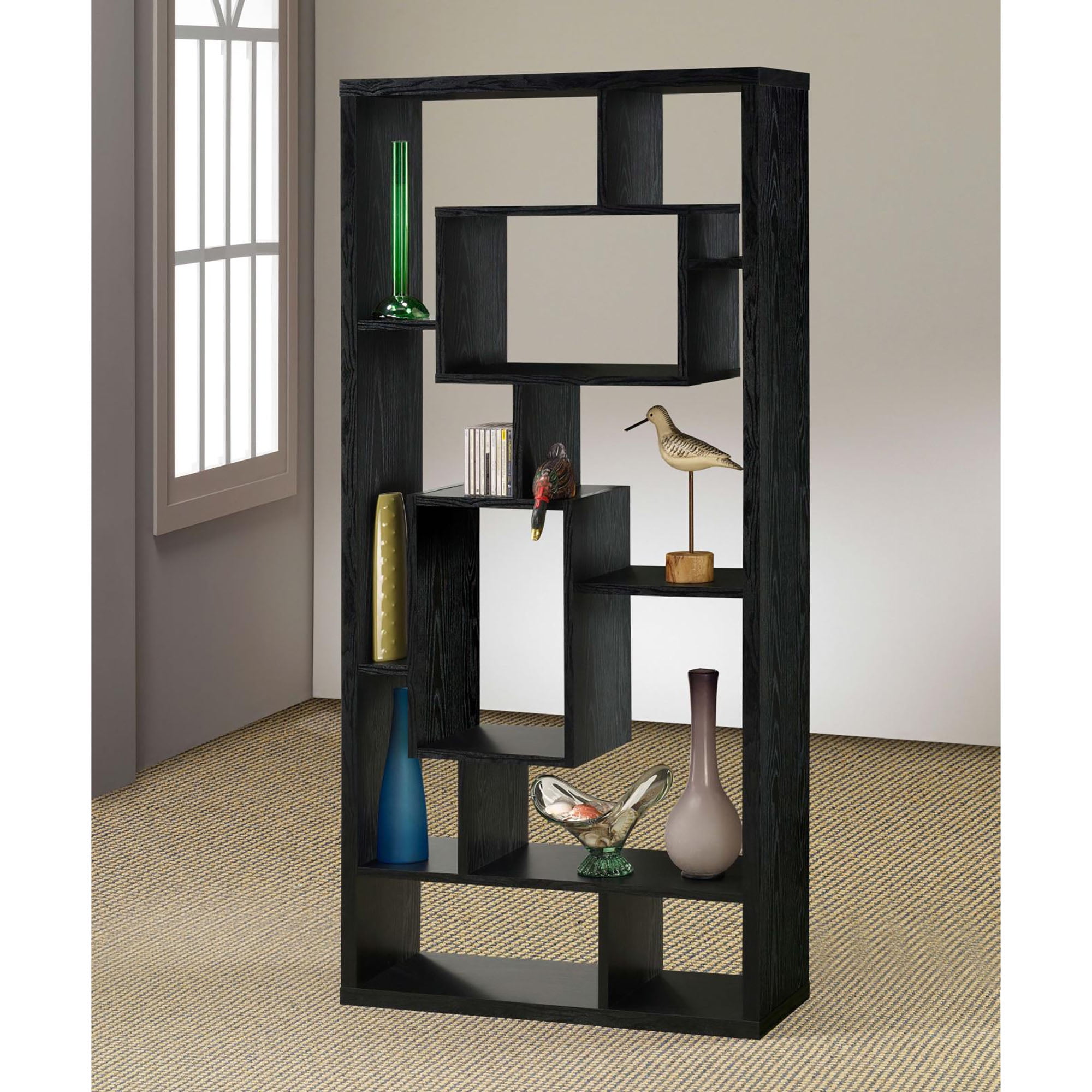 DeeHome Sucy Black Oak 10-Shelf Open Back Bookcase - Walmart.com