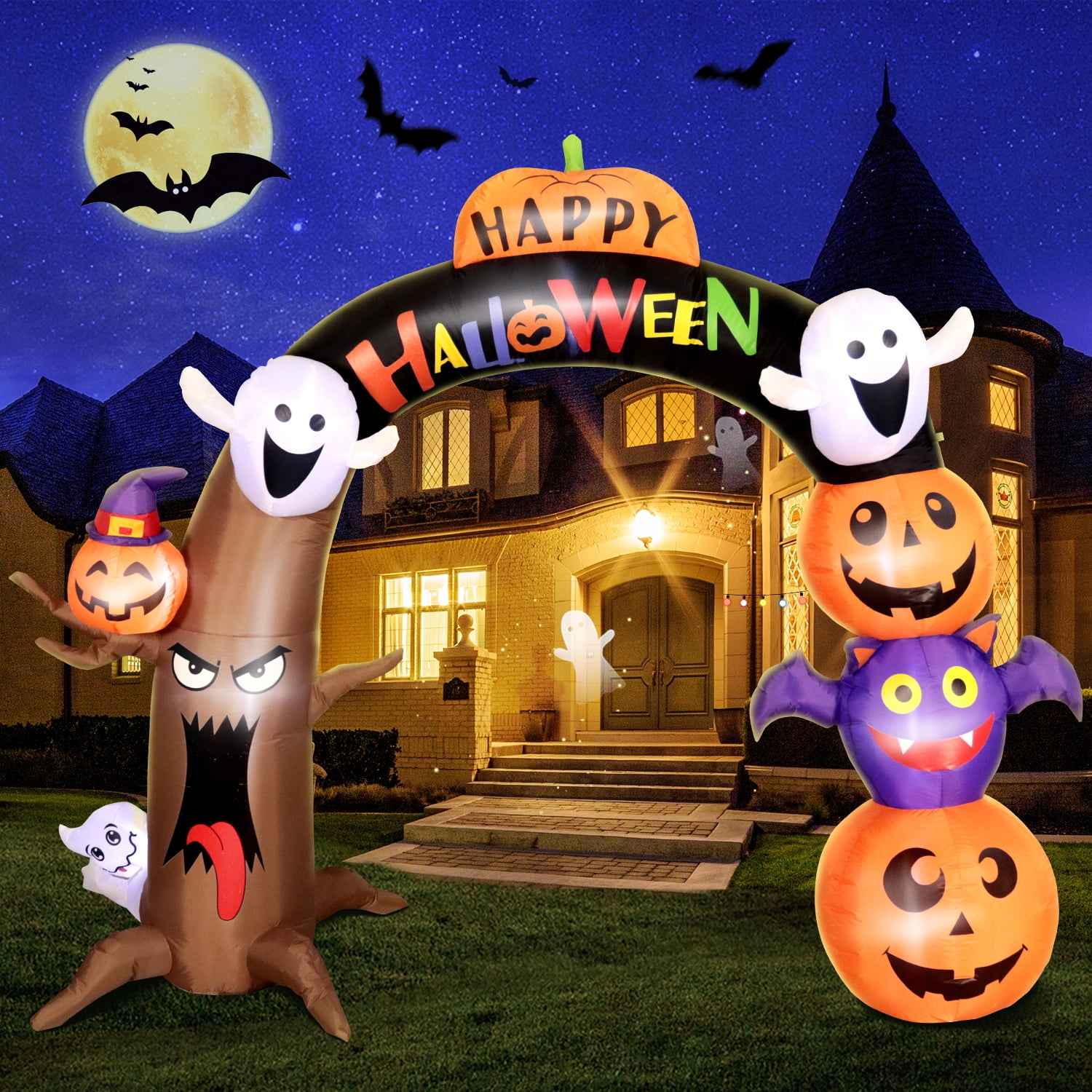 DeeKom 10' Blow Ghosts & Pumpkin, Halloween Inflatable Dead Tree Arch ...