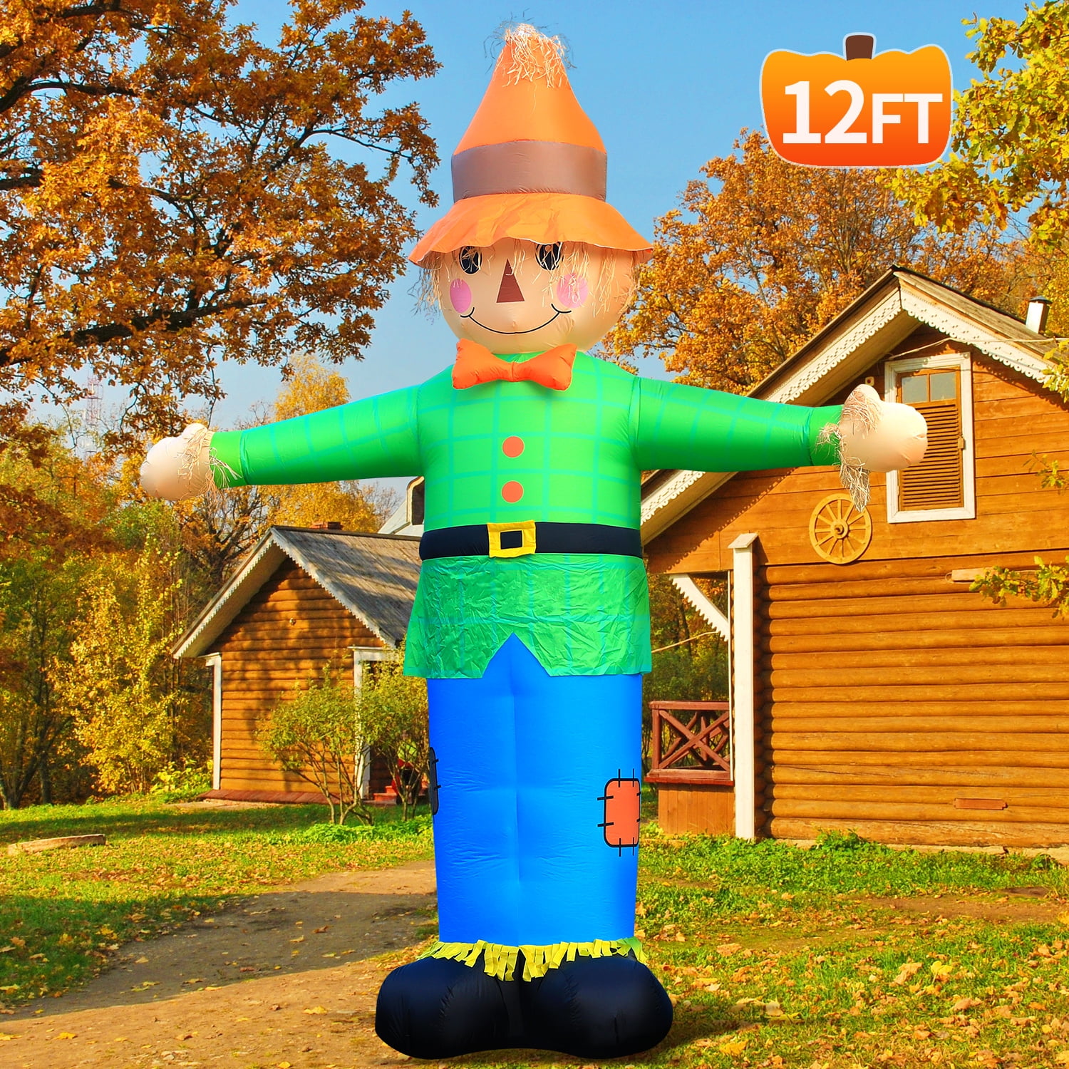 DeeKom 12' Outdoor Yard Autumn Lawn Decor, Happy Fall Inflatable ...