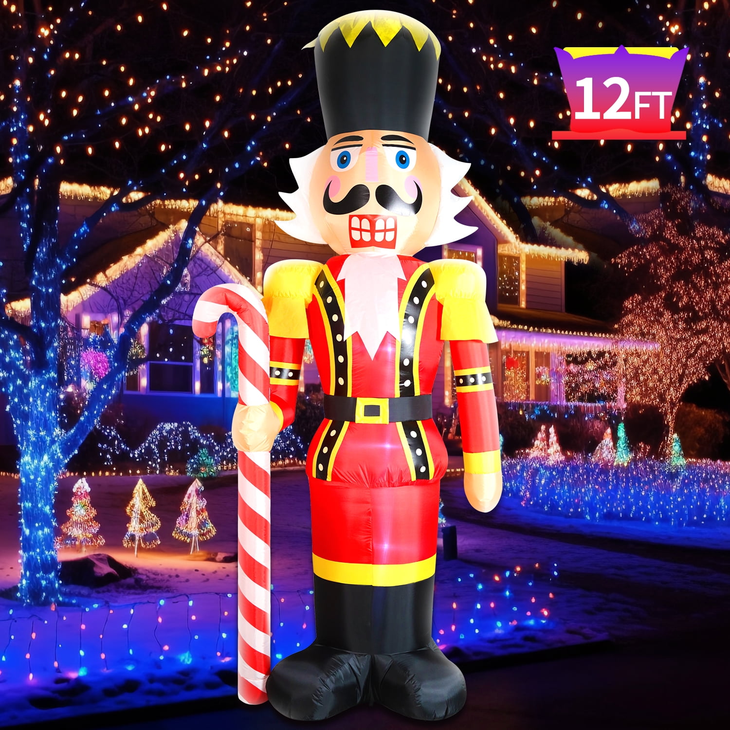 DeeKom 12ft Christmas Inflatables Nutcracker Decorations, Huge Blow up ...