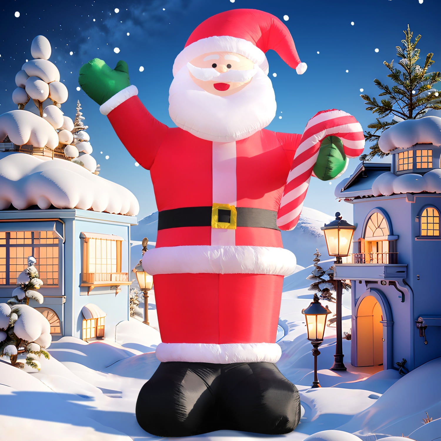 DeeKom 14ft XMAS Santa Claus Inflatable, LED Lights, Holiday Yard ...