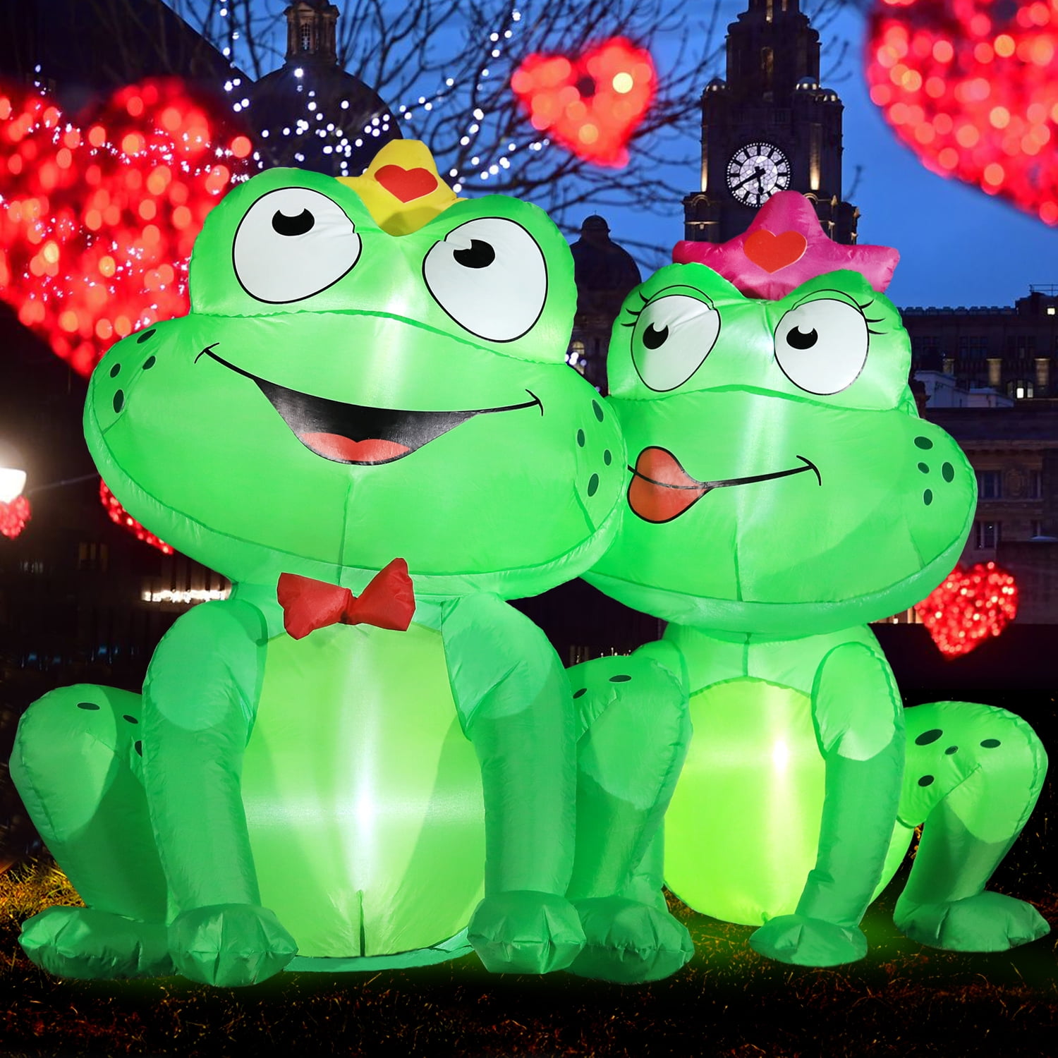 DeeKom 5' Valentine's Day Blow Up Frog Couple Decor with LEDs, Outdoor ...